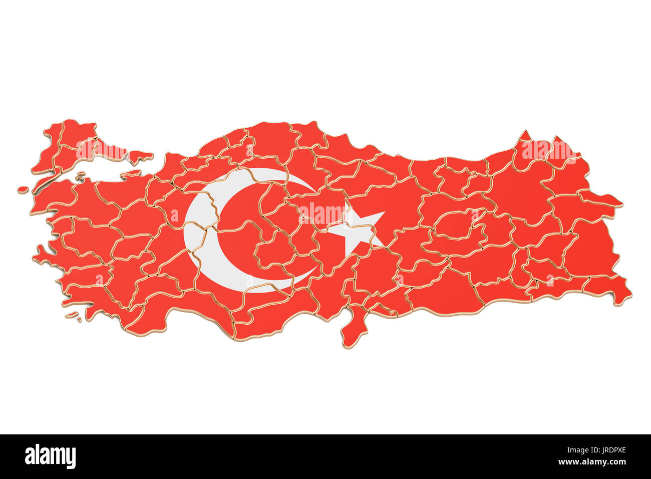 Turkish map closeup, 3D rendering isolated on white background Stock ...