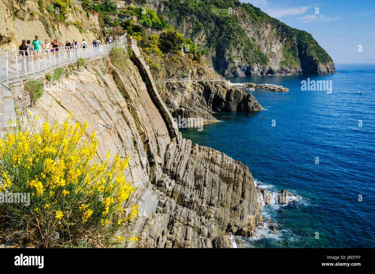 Rocky coastline along the Via dell'Amore (The Way of Love), Riomaggiore ...