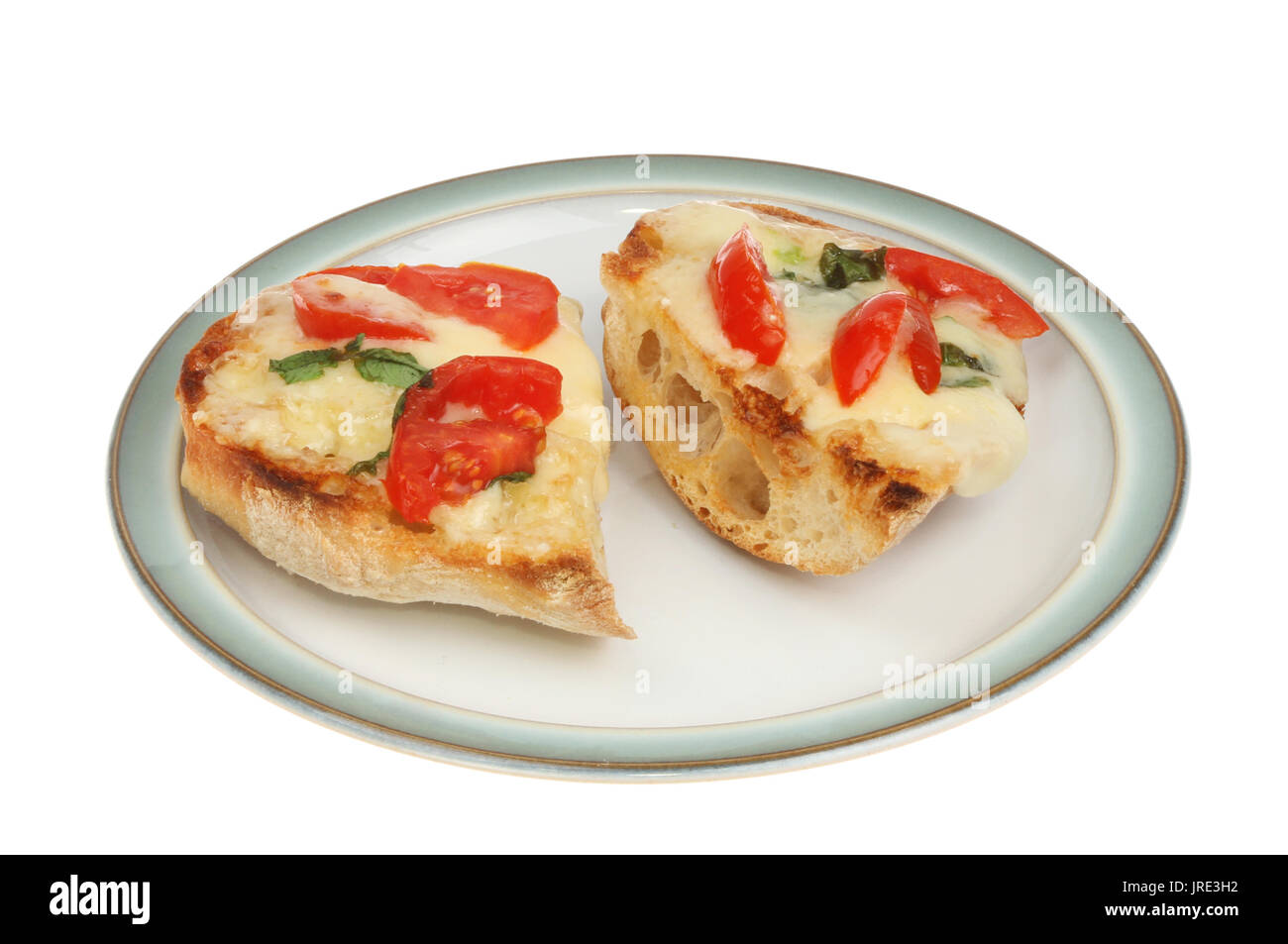 Toasted ciabatta bread with Cheddar and mozzarella cheese, tomato and ...