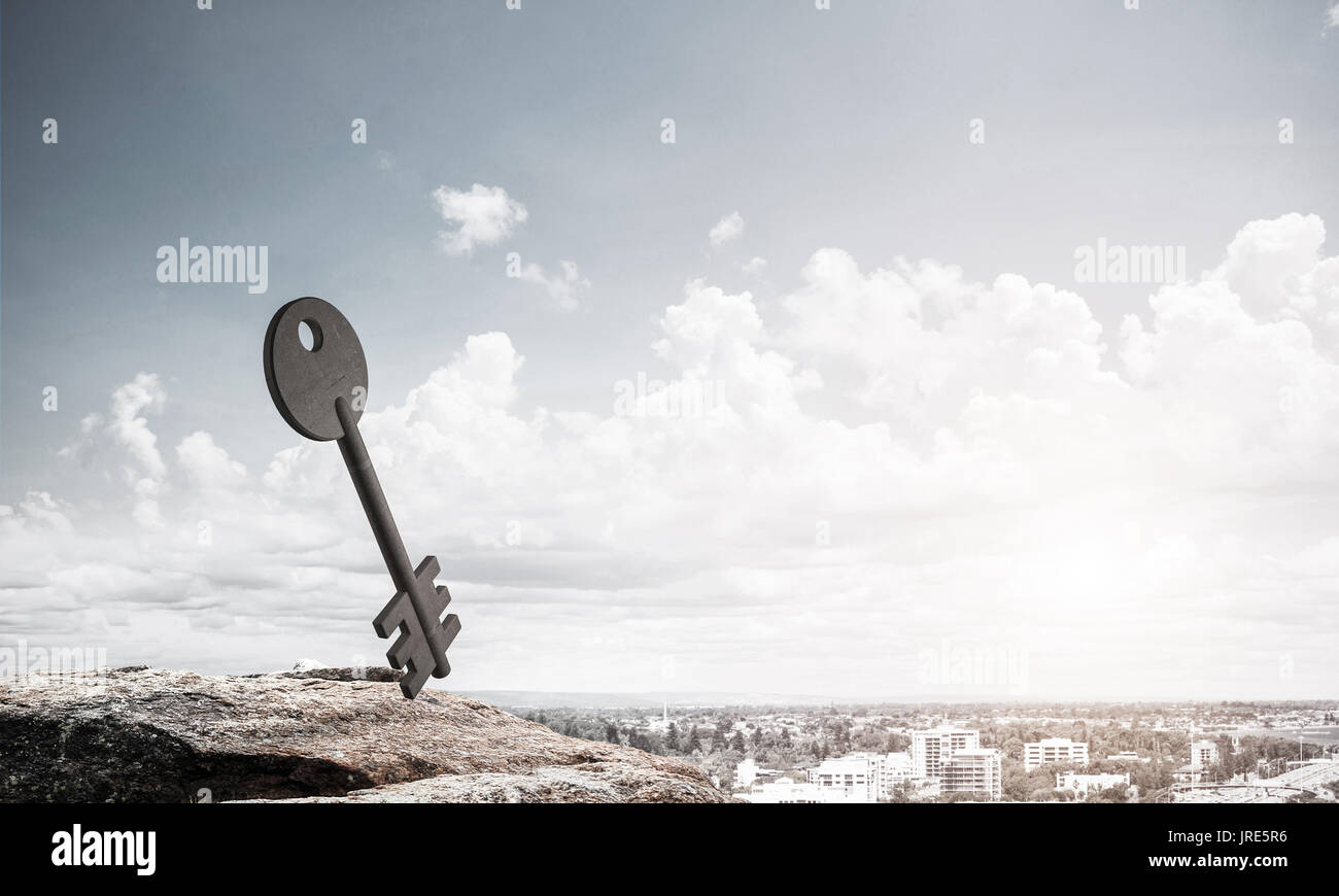 Conceptual background image of concrete key sign and natural lan Stock ...
