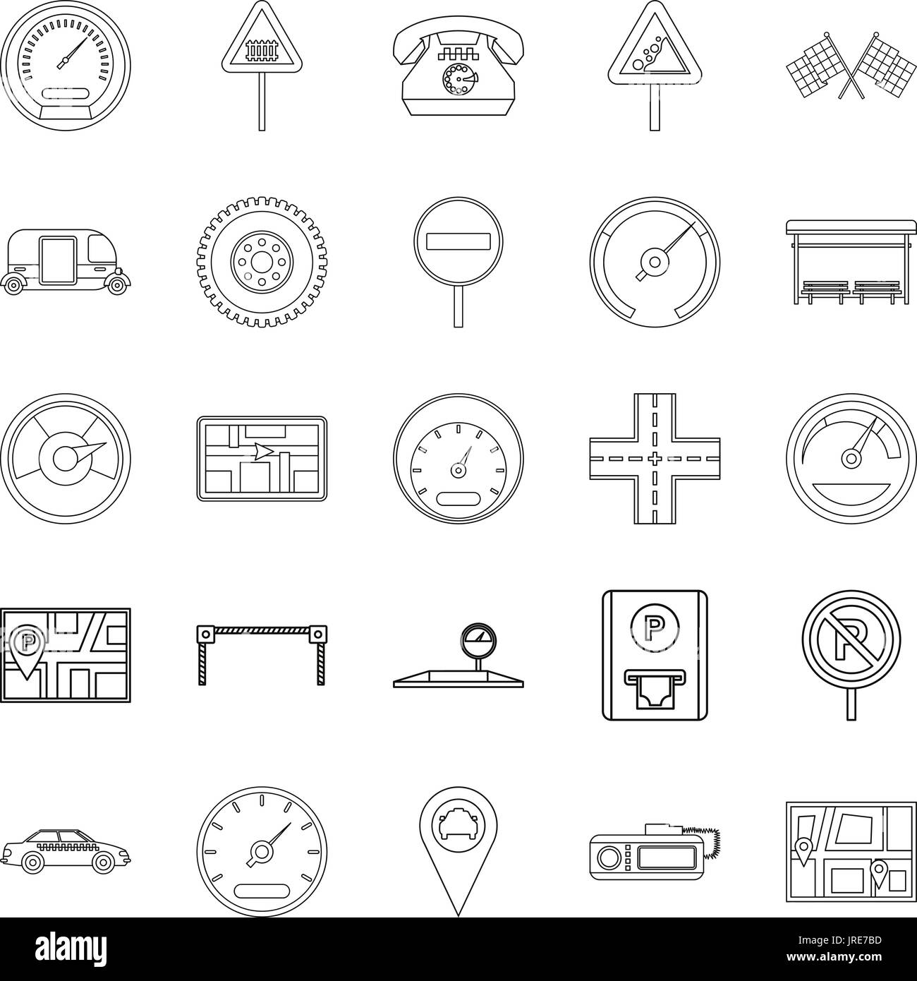 Engine icons set, outline style Stock Vector Image & Art - Alamy