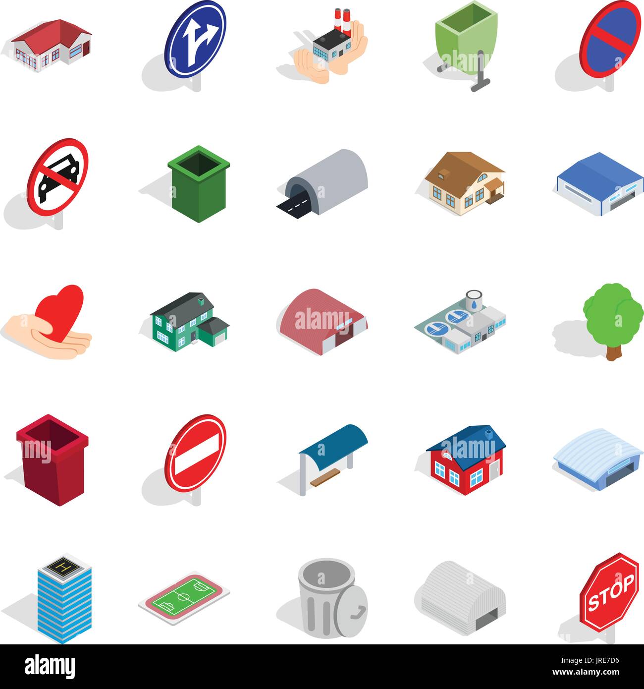Town buildings icons set, isometric style Stock Vector Image & Art - Alamy