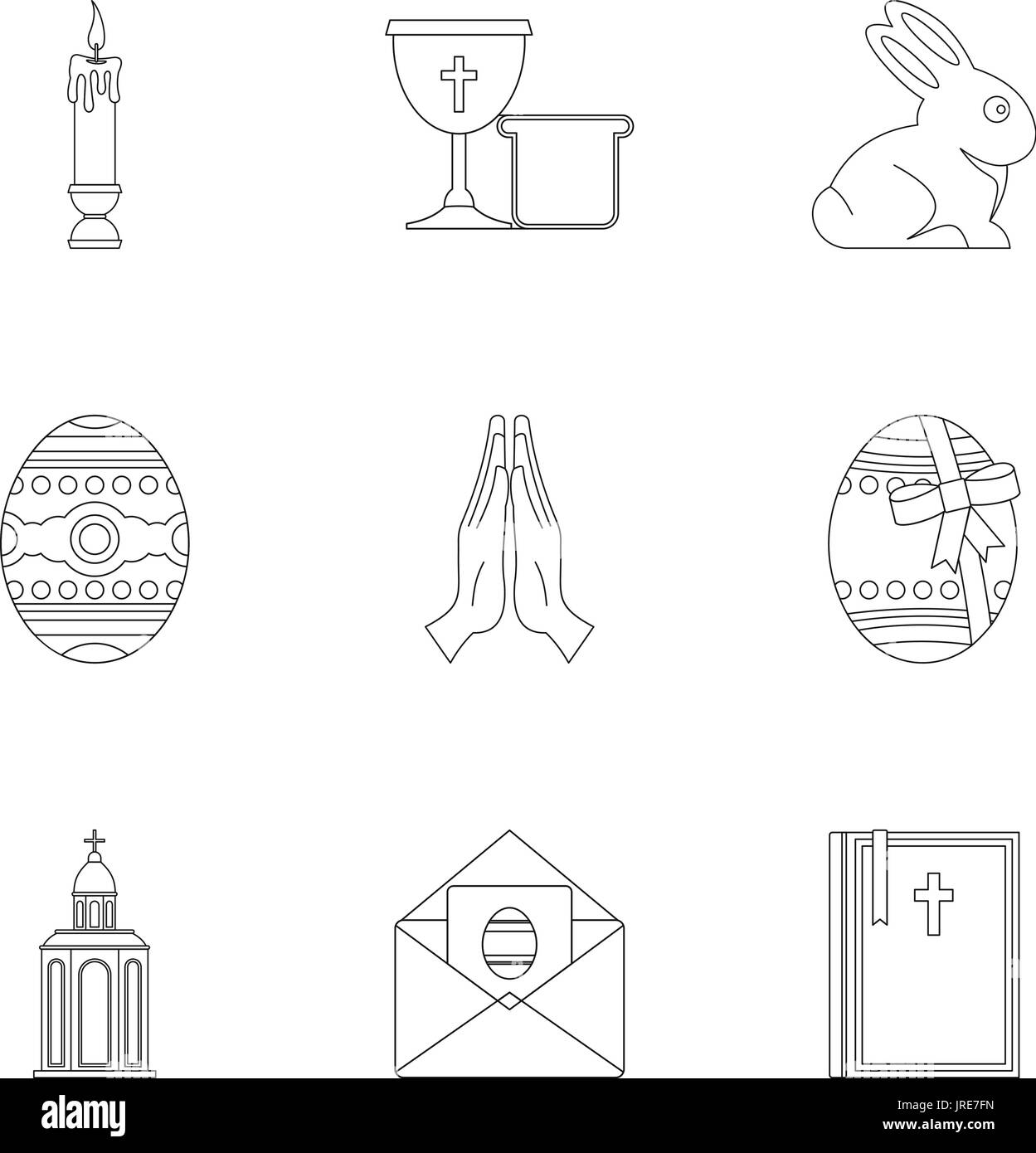 Happy Easter icon set, outline style Stock Vector Image & Art - Alamy