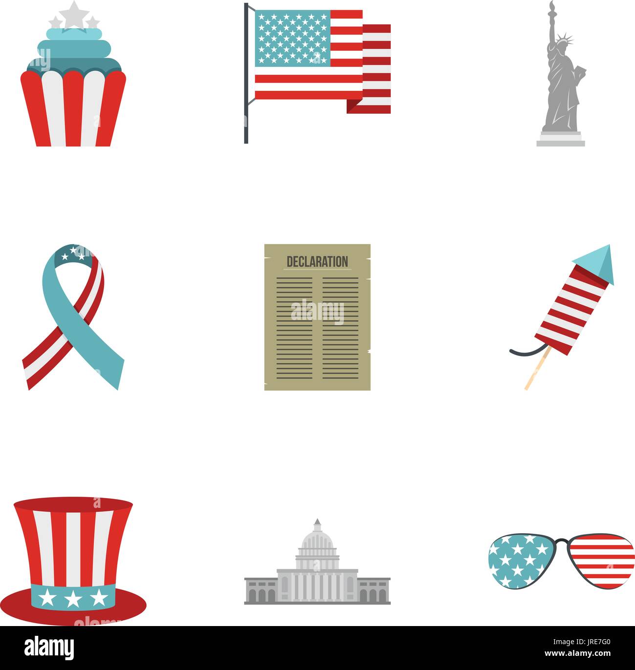 USA independence day icon set, flat style Stock Vector Image & Art - Alamy