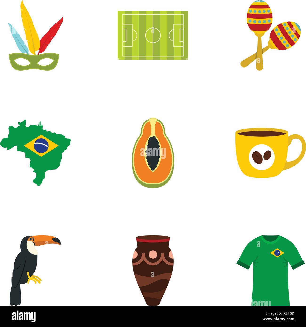 Brazil country icon set, flat style Stock Vector Image & Art - Alamy