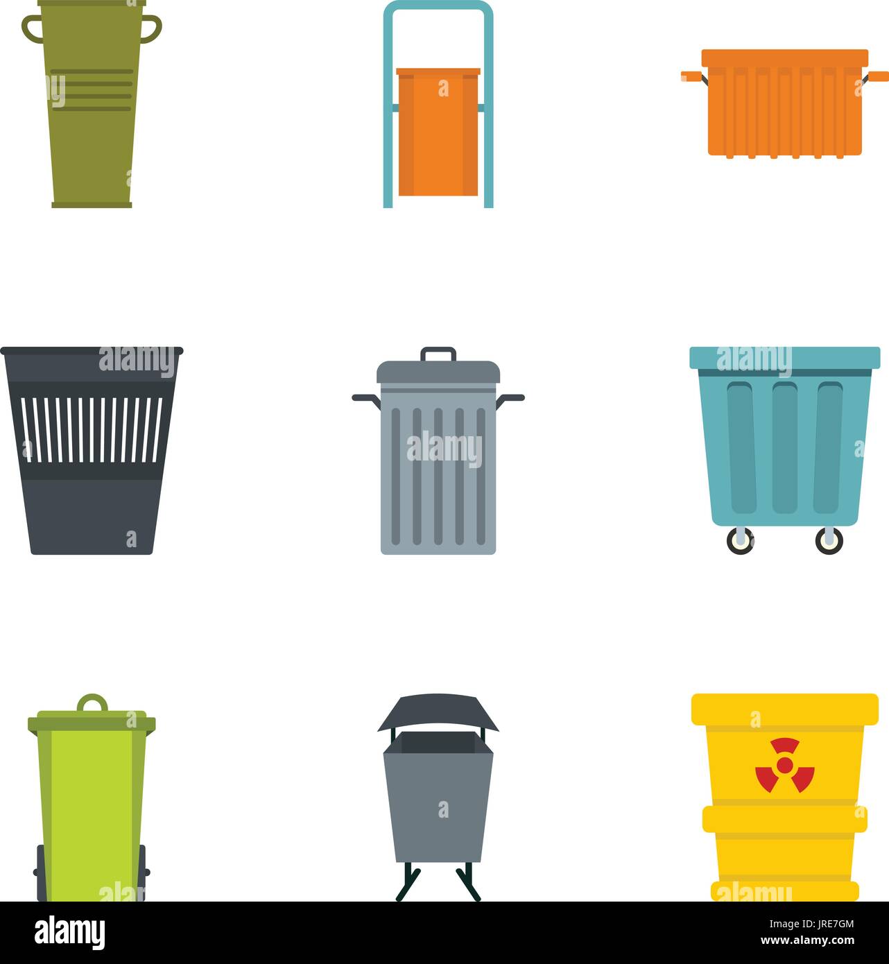Garbage container icon set, flat style Stock Vector Image & Art - Alamy