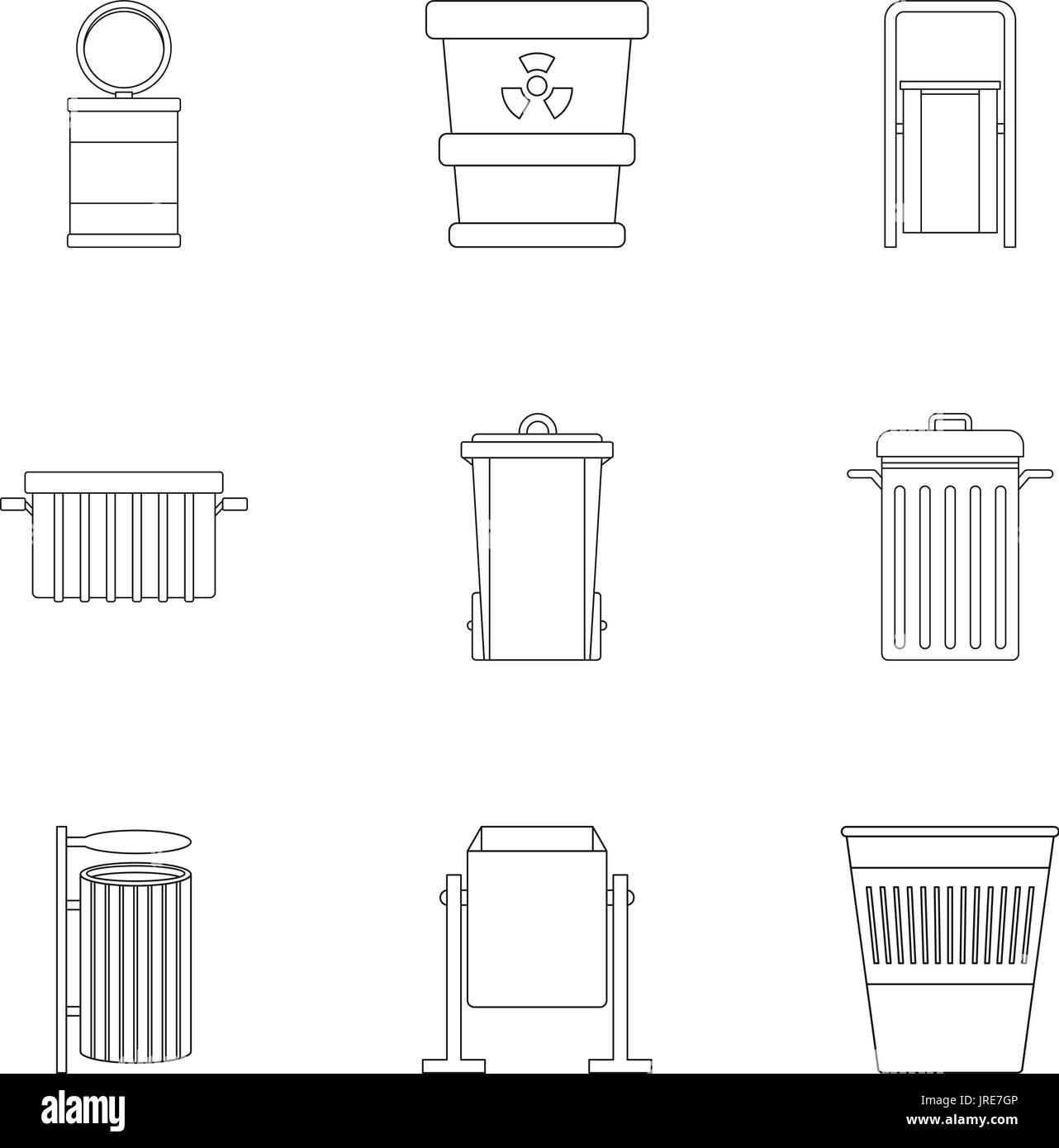 Trash can icon set, outline style Stock Vector Image & Art - Alamy