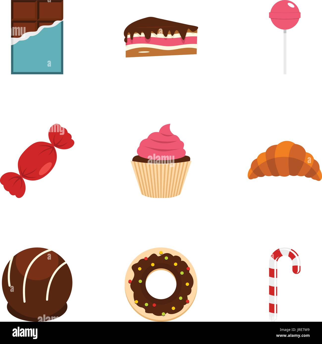 Different sweet icon set, flat style Stock Vector Image & Art - Alamy