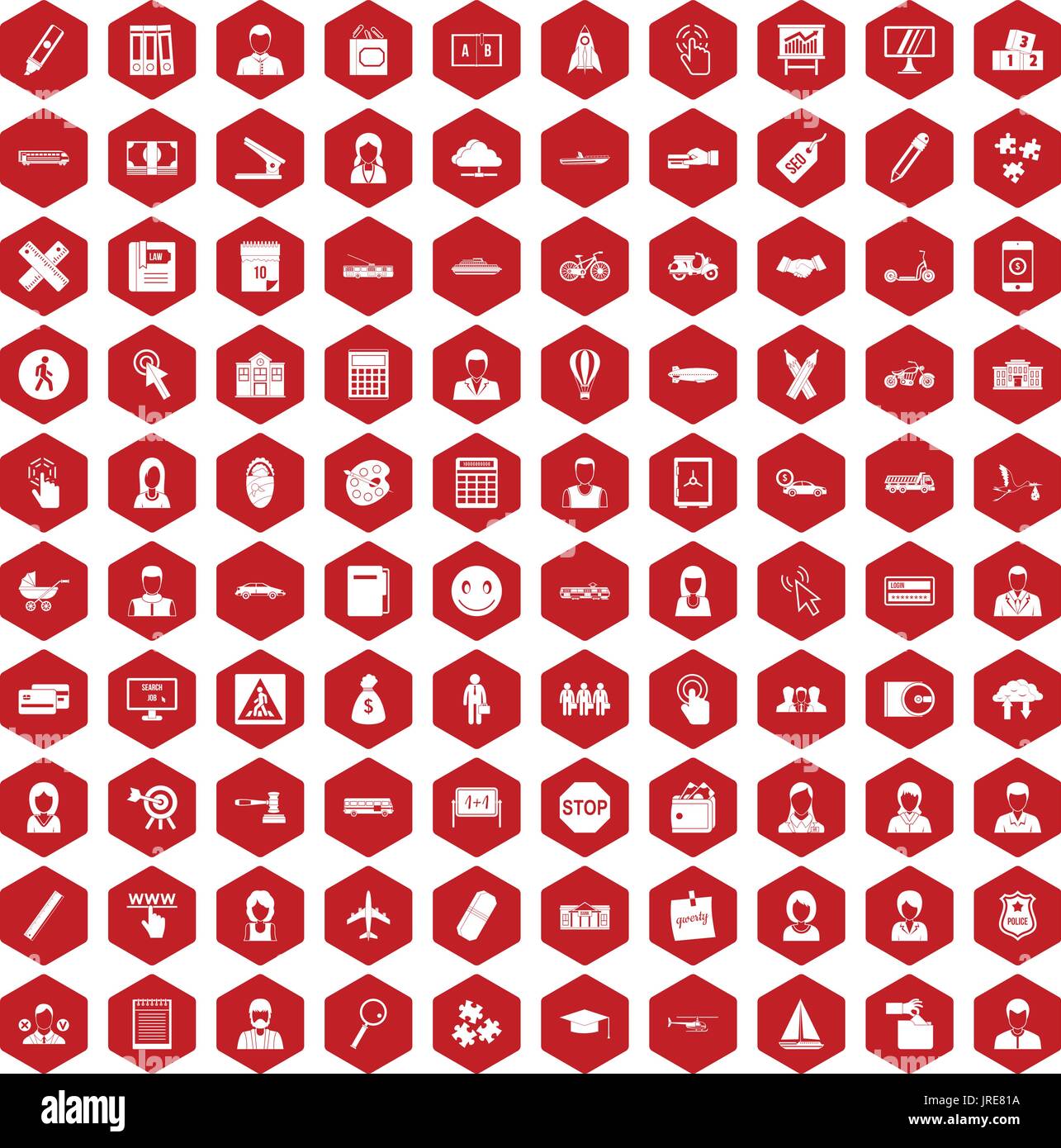 100 initiation icons hexagon red Stock Vector Image & Art - Alamy