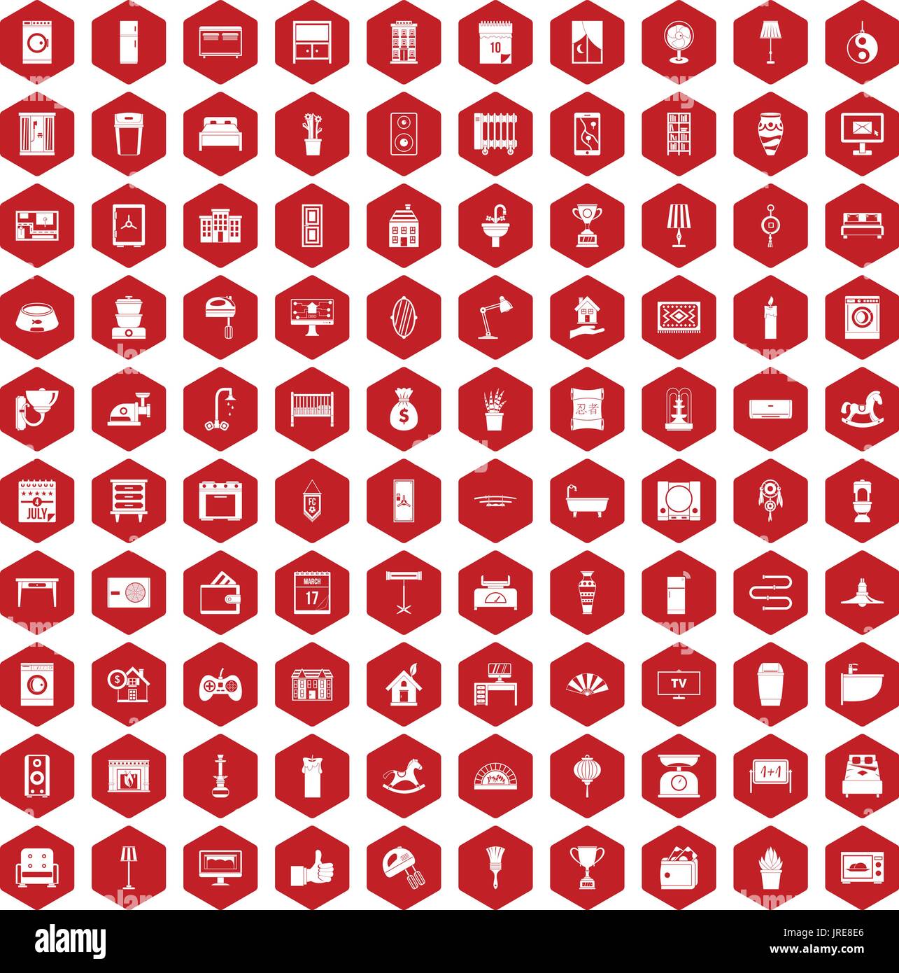 100 interior icons hexagon red Stock Vector Image & Art - Alamy