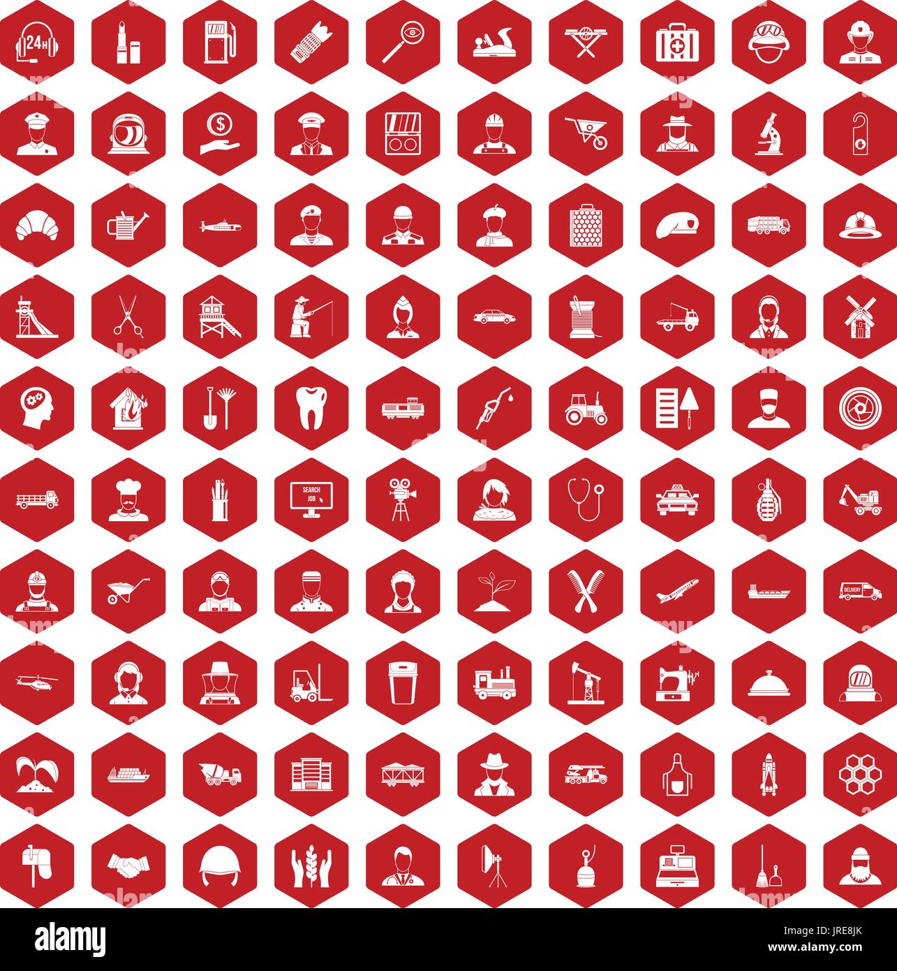 100 job icons hexagon red Stock Vector Image & Art - Alamy