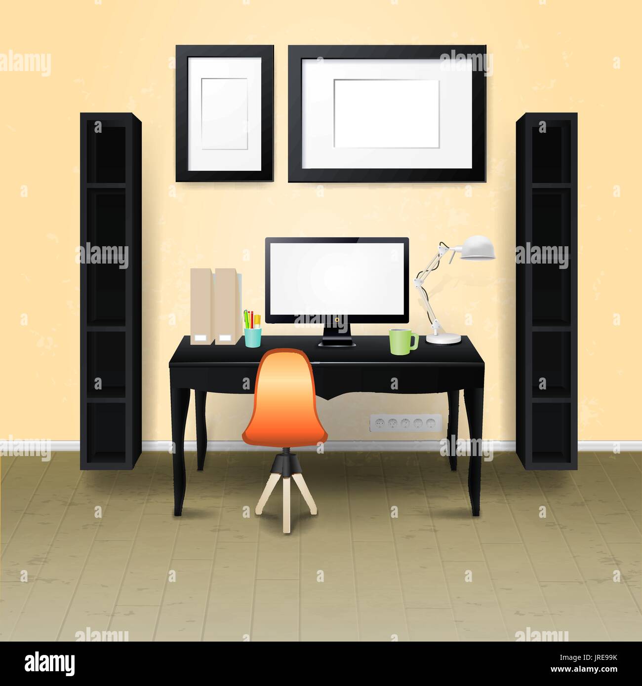 Workplace room. Vector illustration of modern office Stock Vector Image ...