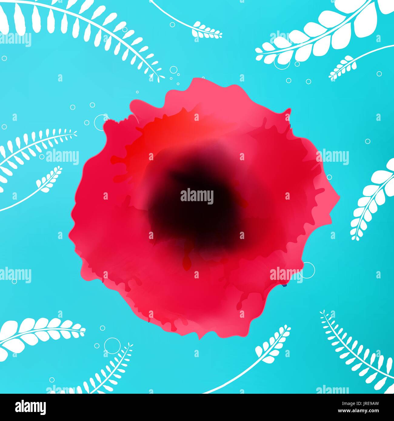 Watercolor romantic blooming poppy flowers isolated vector illustration ...
