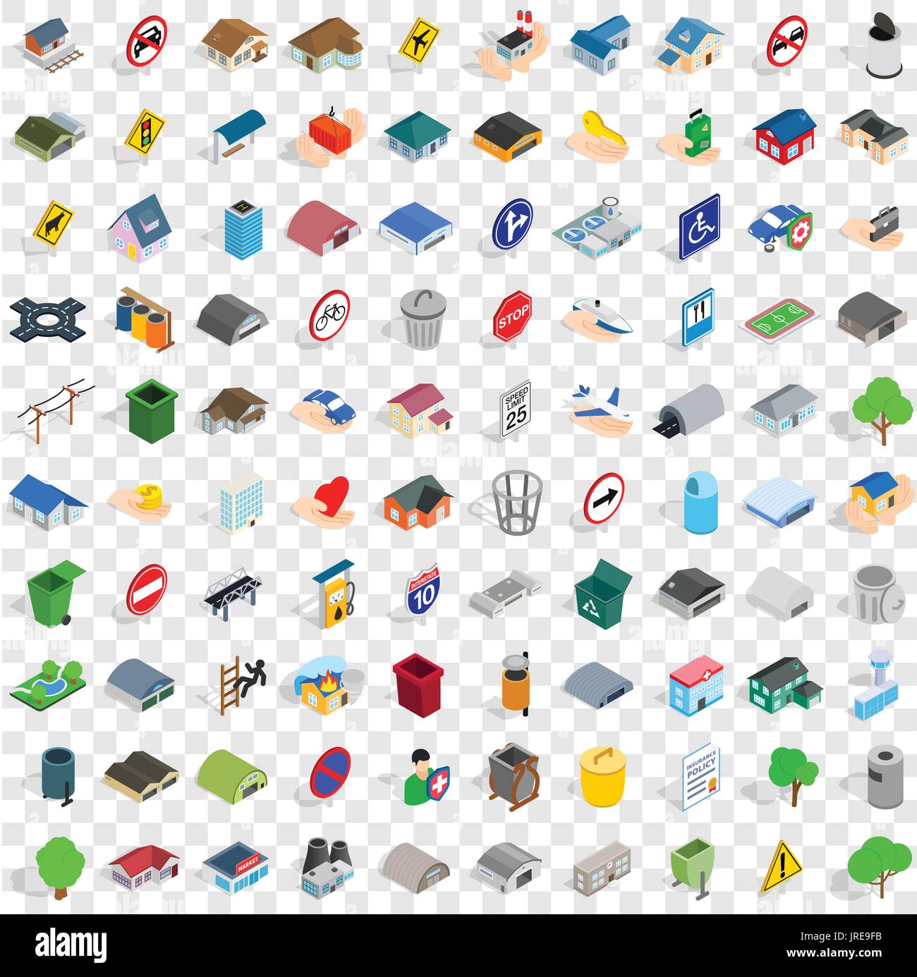 100 city icons set, isometric 3d style Stock Vector Image & Art - Alamy