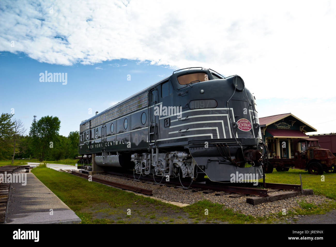 A beautiful locomotive rests in the countryside near Albany, NY Stock ...