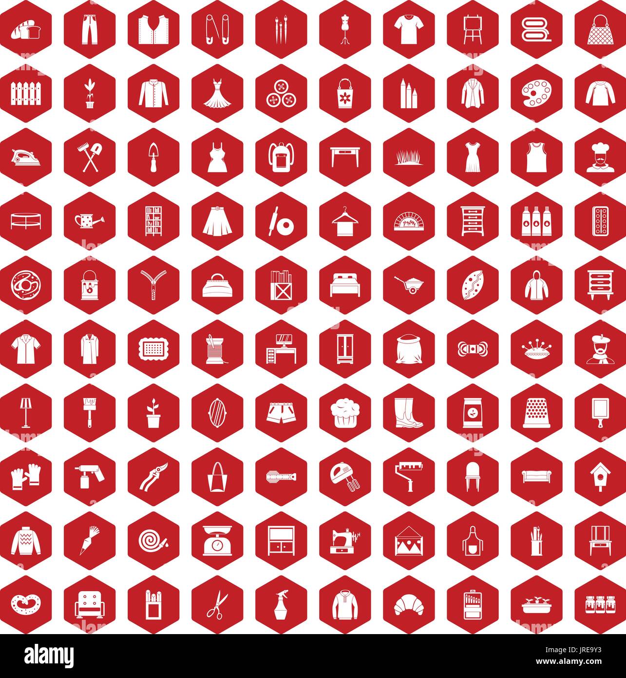 100 needlework icons hexagon red Stock Vector Image & Art - Alamy