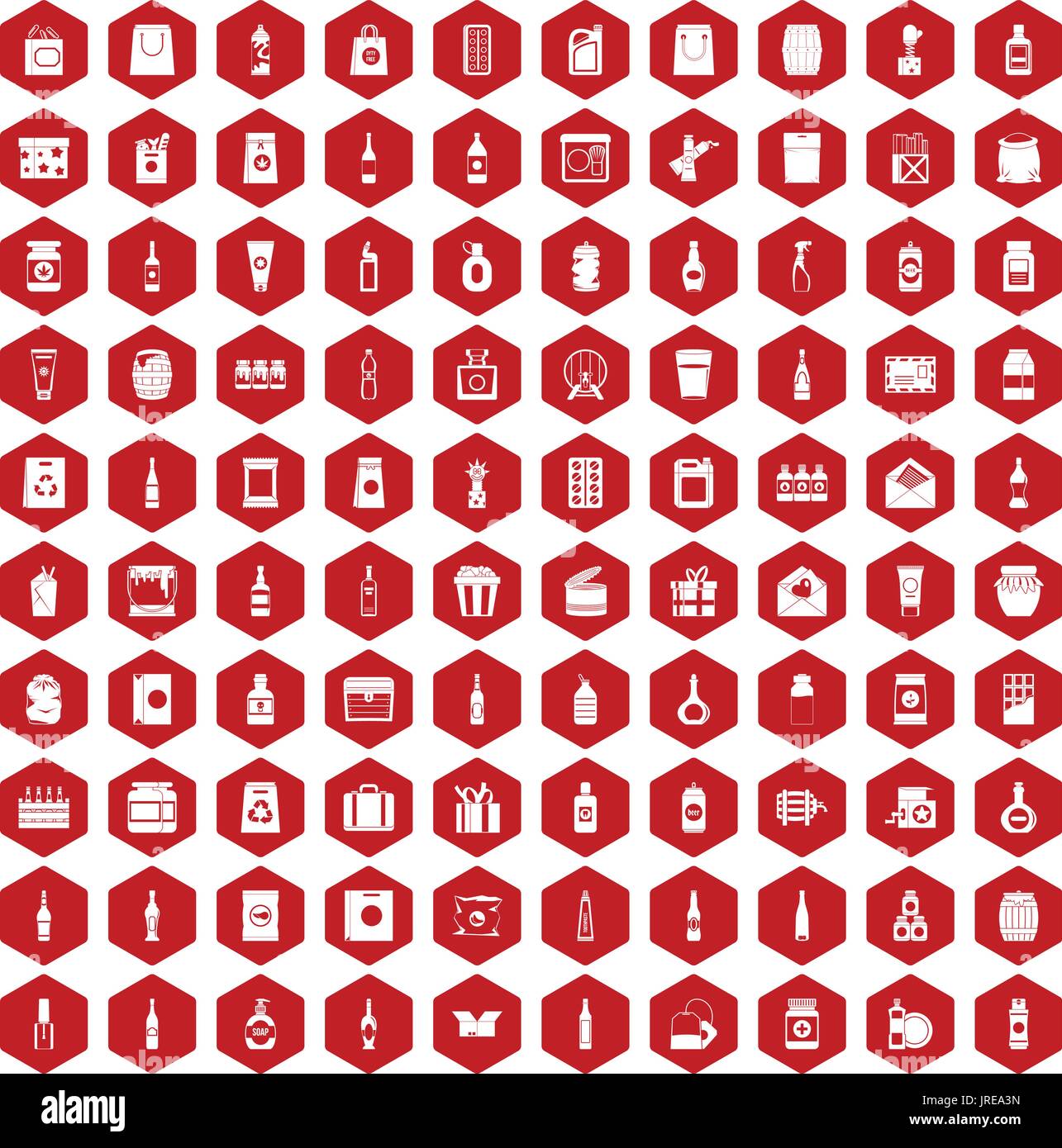 100 packaging icons hexagon red Stock Vector Image & Art - Alamy