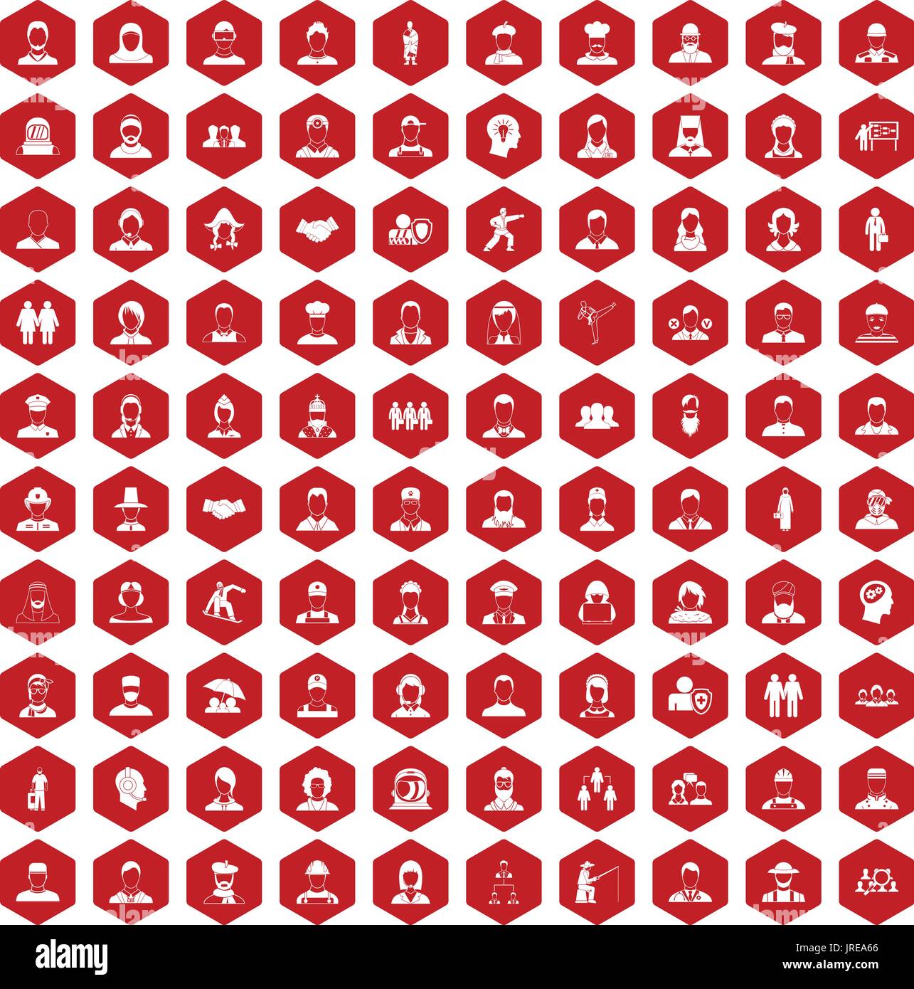 100 people icons hexagon red Stock Vector Image & Art - Alamy