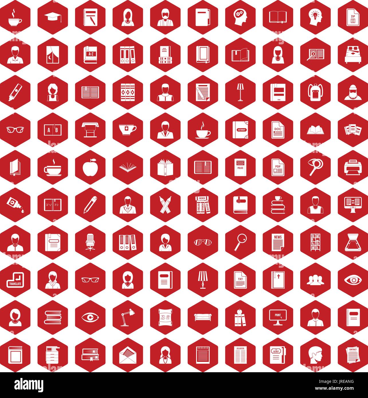 100 reader icons hexagon red Stock Vector Image & Art - Alamy