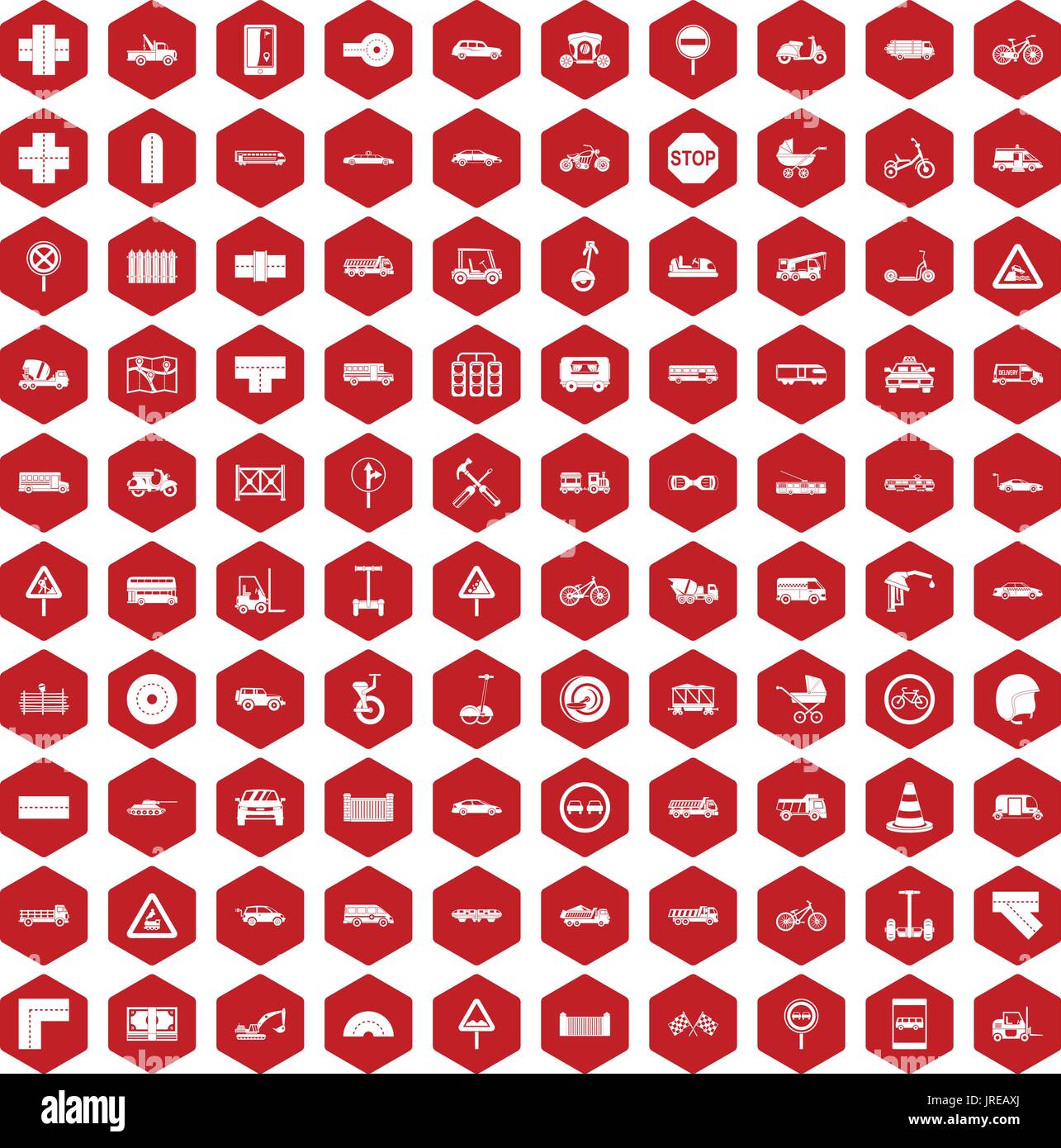100 road icons hexagon red Stock Vector Image & Art - Alamy