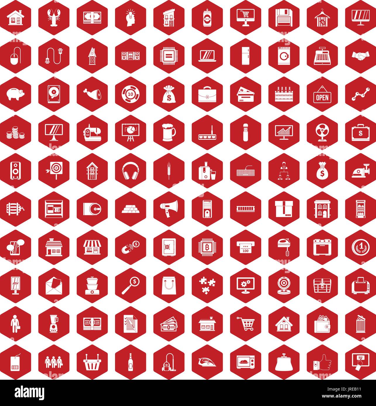 100 sales icons hexagon red Stock Vector Image & Art - Alamy