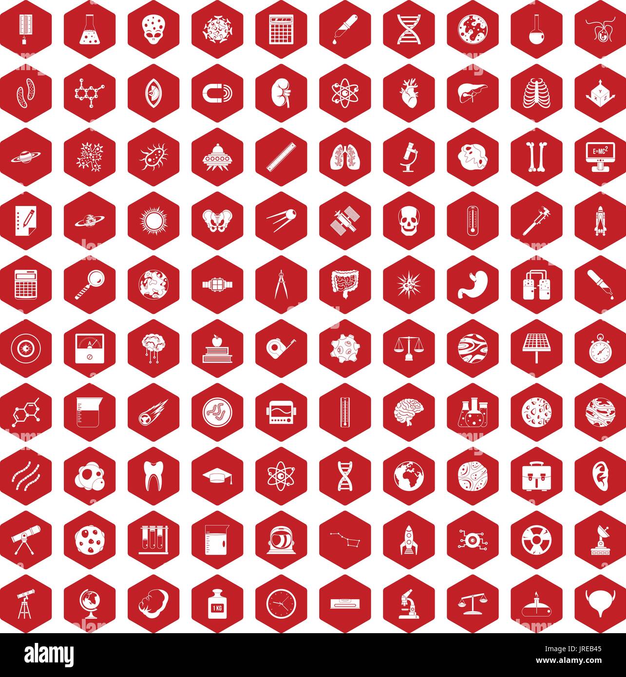 100 science icons hexagon red Stock Vector Image & Art - Alamy