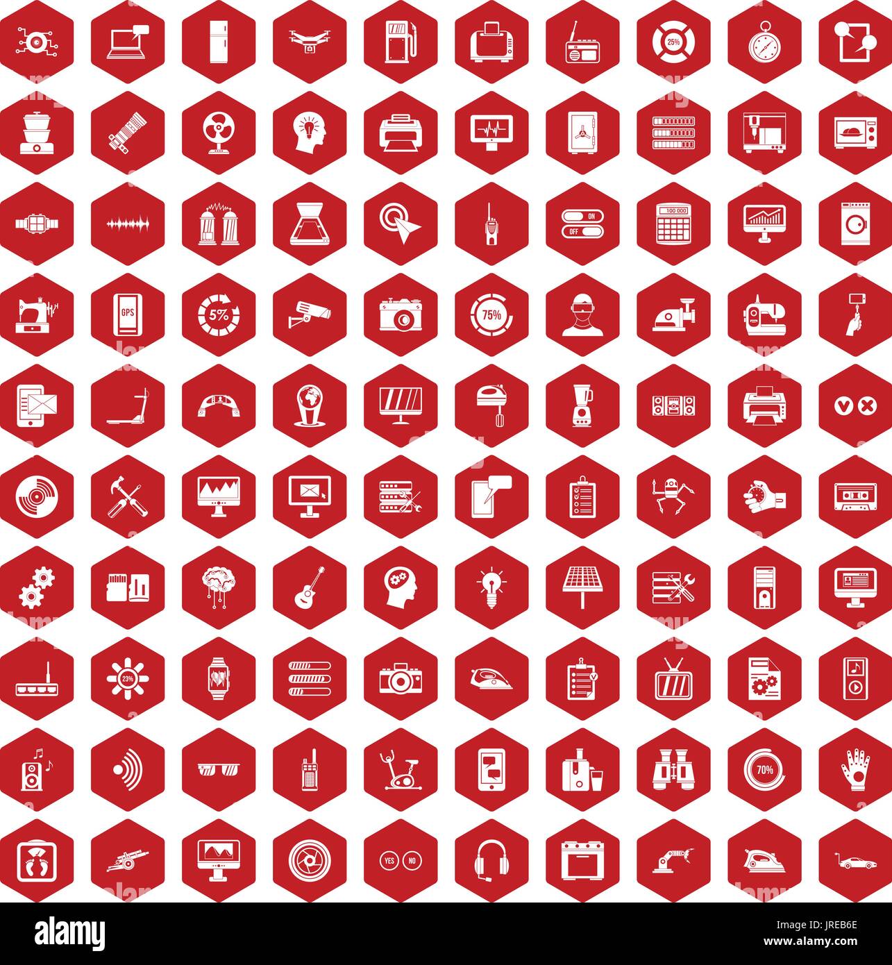 100 settings icons hexagon red Stock Vector Image & Art - Alamy