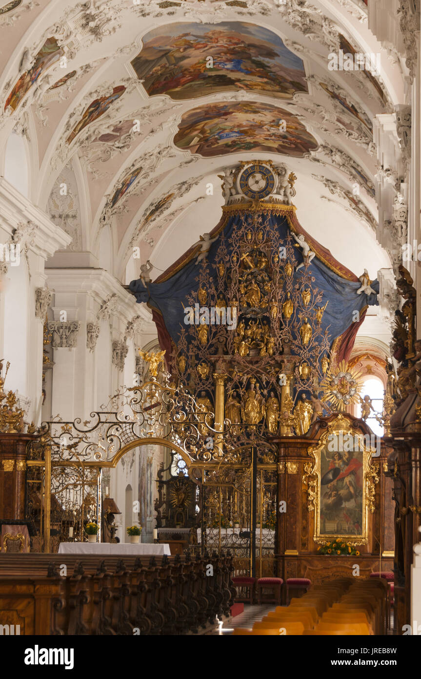 Austria, West Tyrol, Stams Monastery, nave, Cistercian Stams Abbey ...