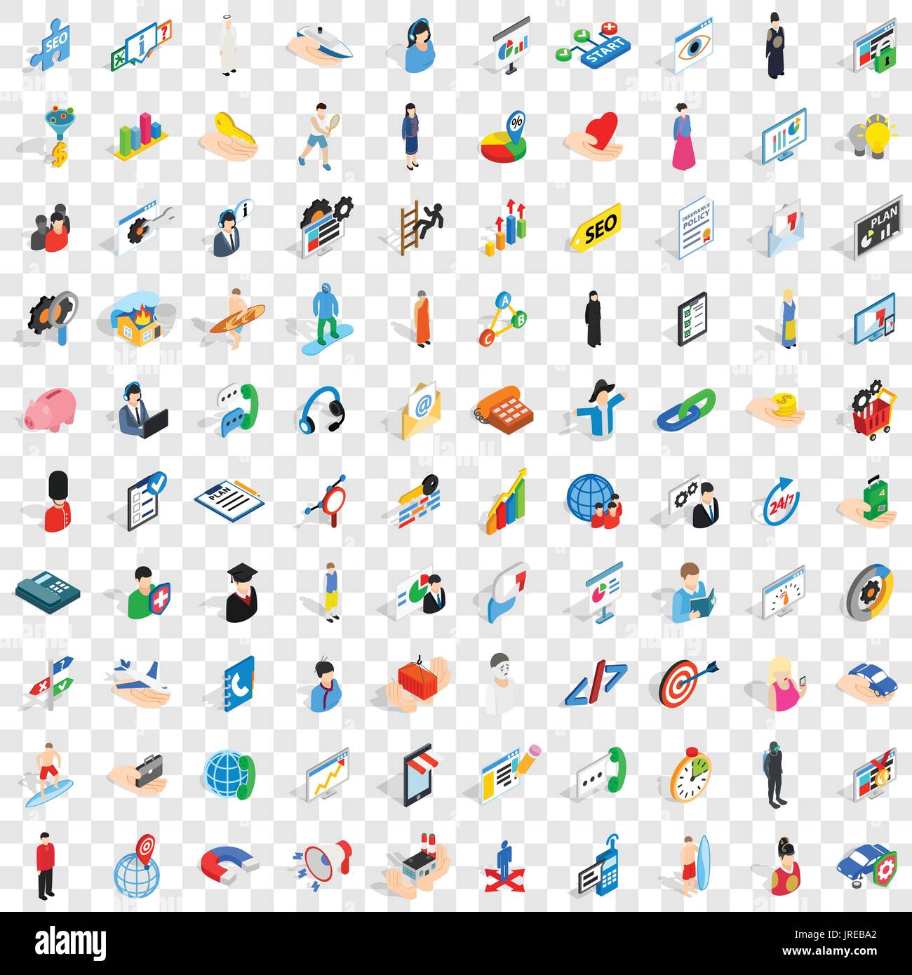 100 human resource icons set, isometric 3d style Stock Vector Image ...