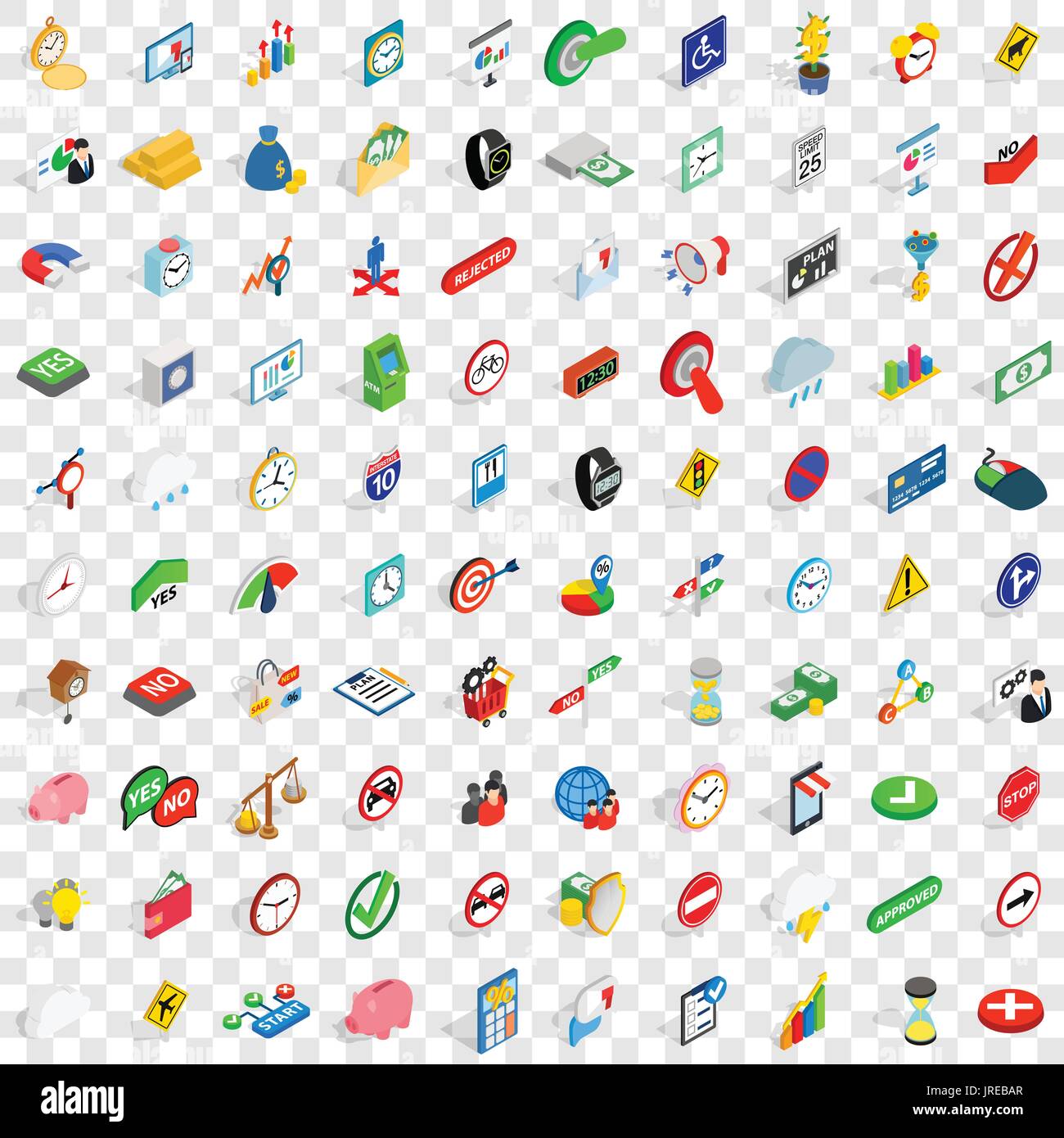 100 indicator icons set, isometric 3d style Stock Vector Image & Art ...