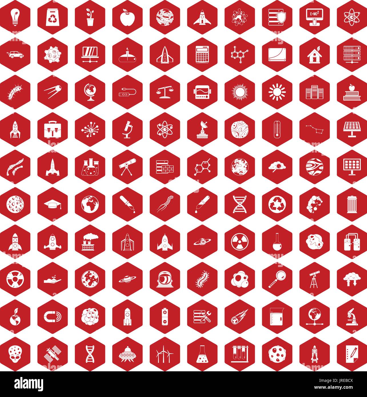 100 space icons hexagon red Stock Vector Image & Art - Alamy