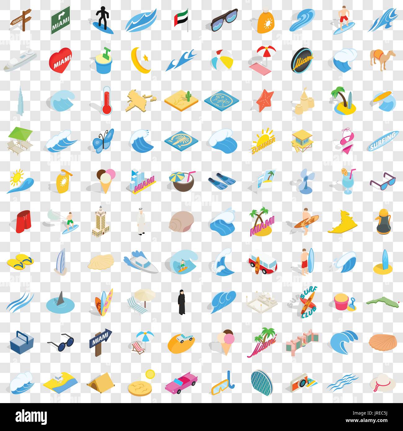 100 miami icons set, isometric 3d style Stock Vector Image & Art - Alamy