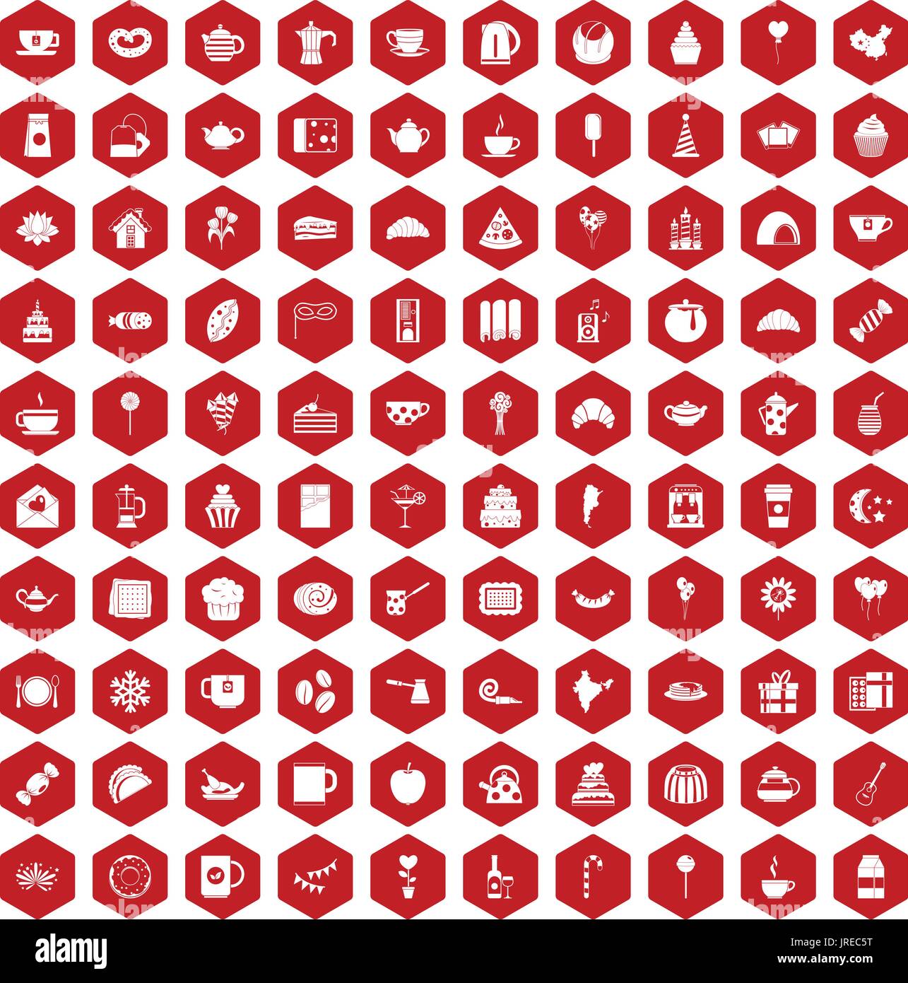 100 tea party icons hexagon red Stock Vector Image & Art - Alamy