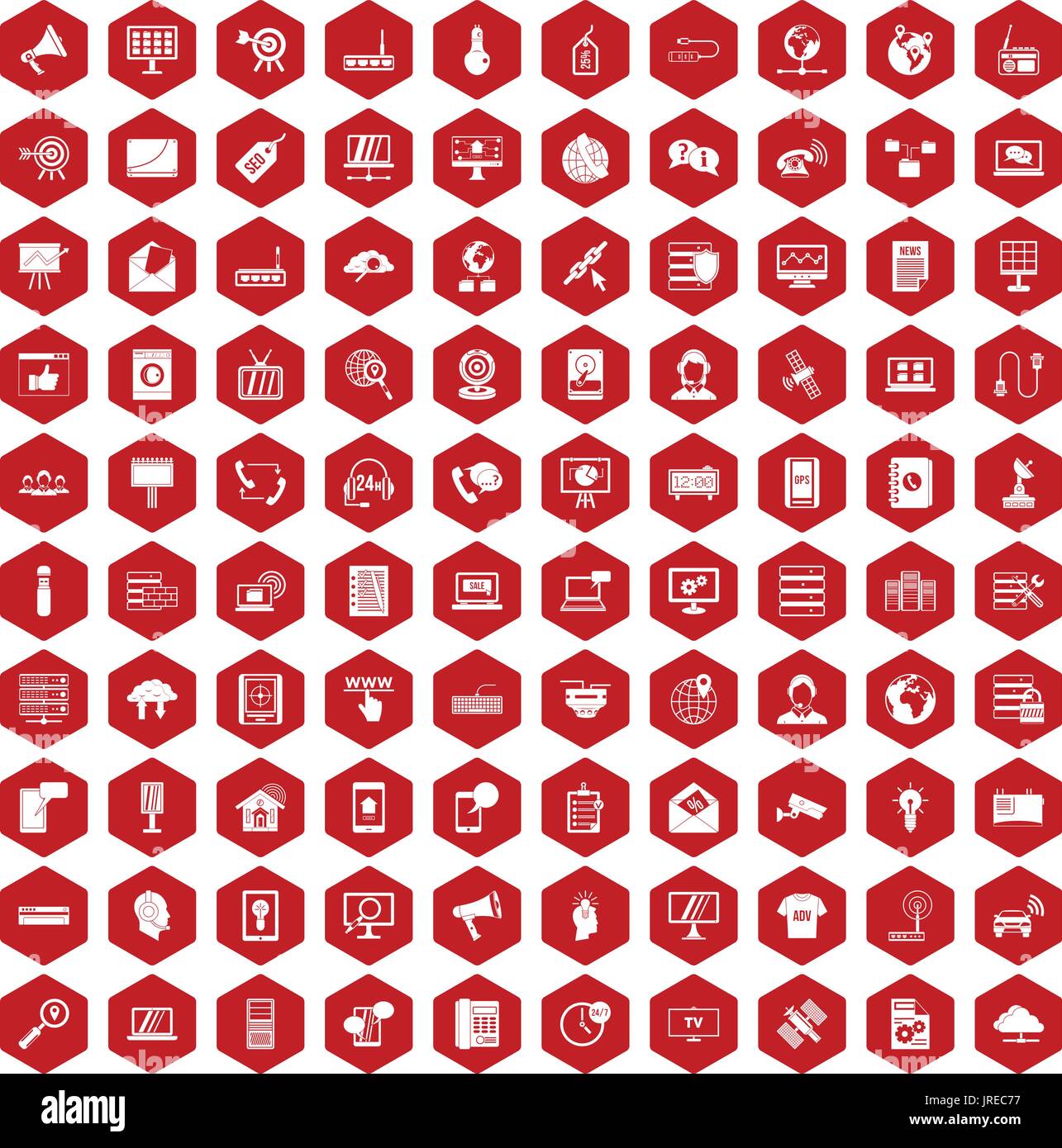 100 telecommunication icons hexagon red Stock Vector Image & Art - Alamy