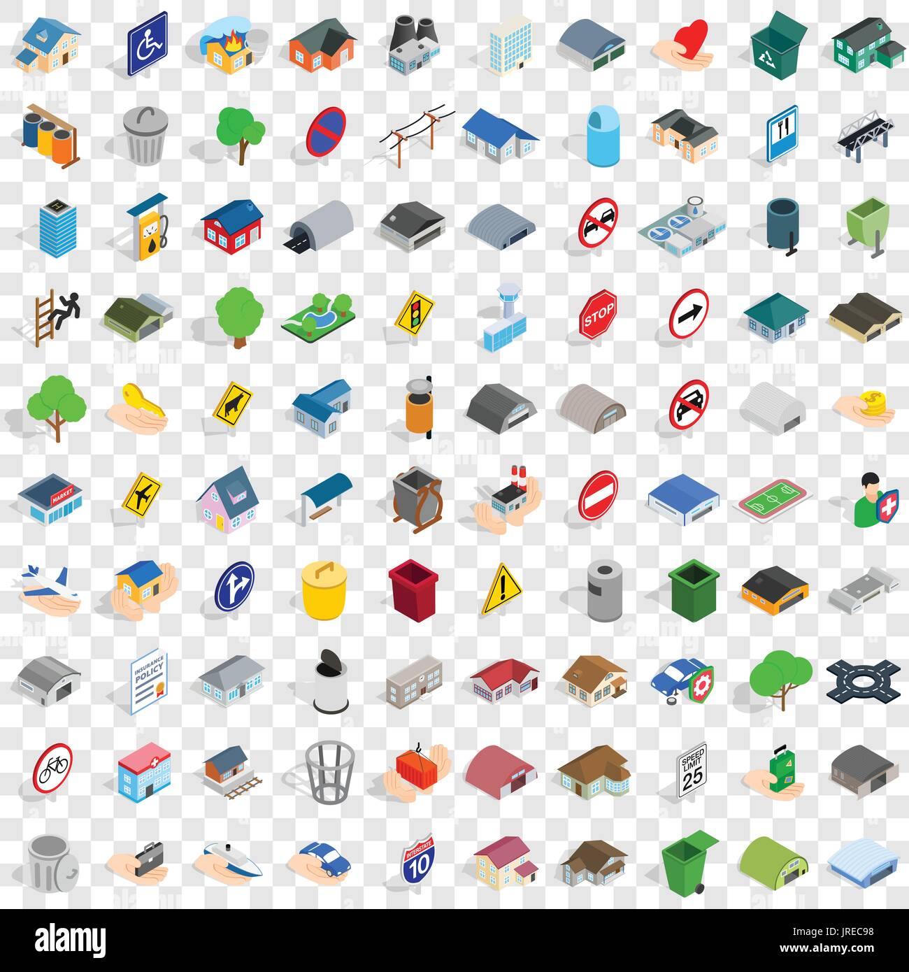 100 municipal icons set, isometric 3d style Stock Vector Image & Art ...
