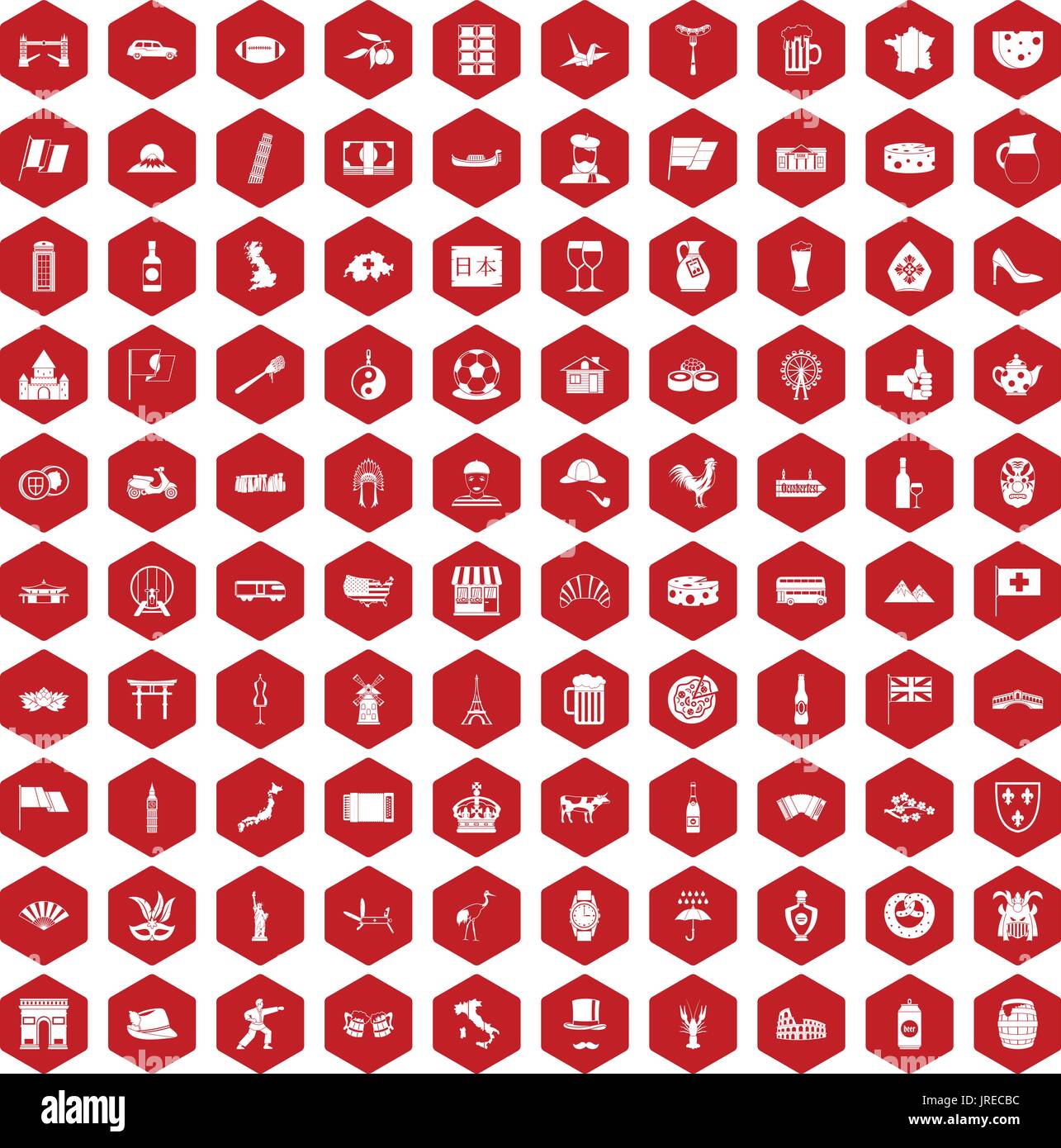 100 tourist attractions icons hexagon red Stock Vector Image & Art - Alamy
