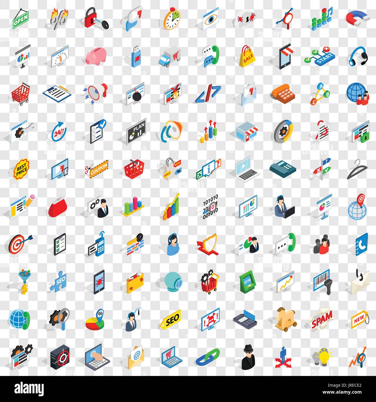 100 network icons set, isometric 3d style Stock Vector Image & Art - Alamy