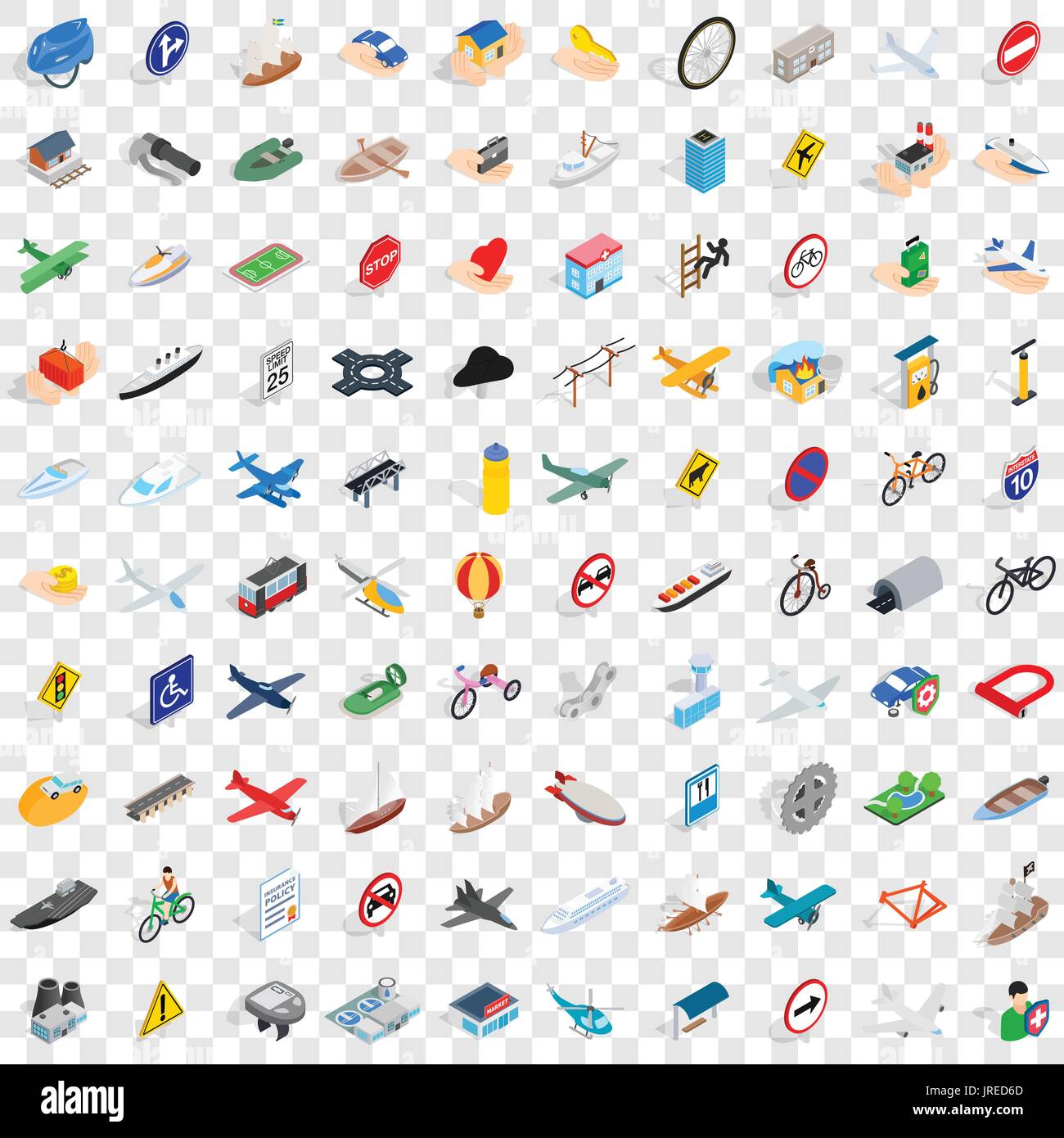 100 road icons set, isometric 3d style Stock Vector Image & Art - Alamy