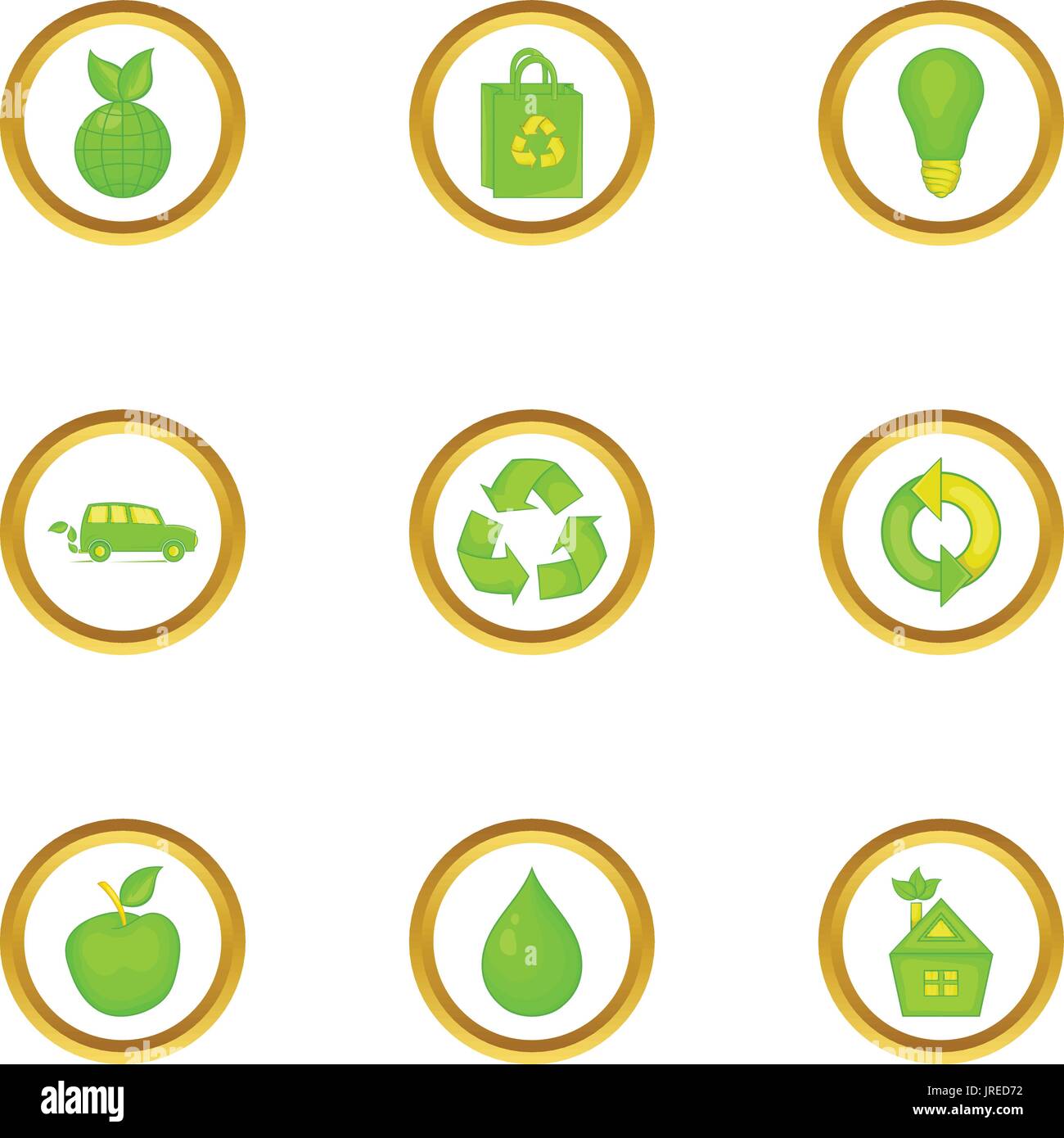 Different green icons set, cartoon style Stock Vector Image & Art - Alamy