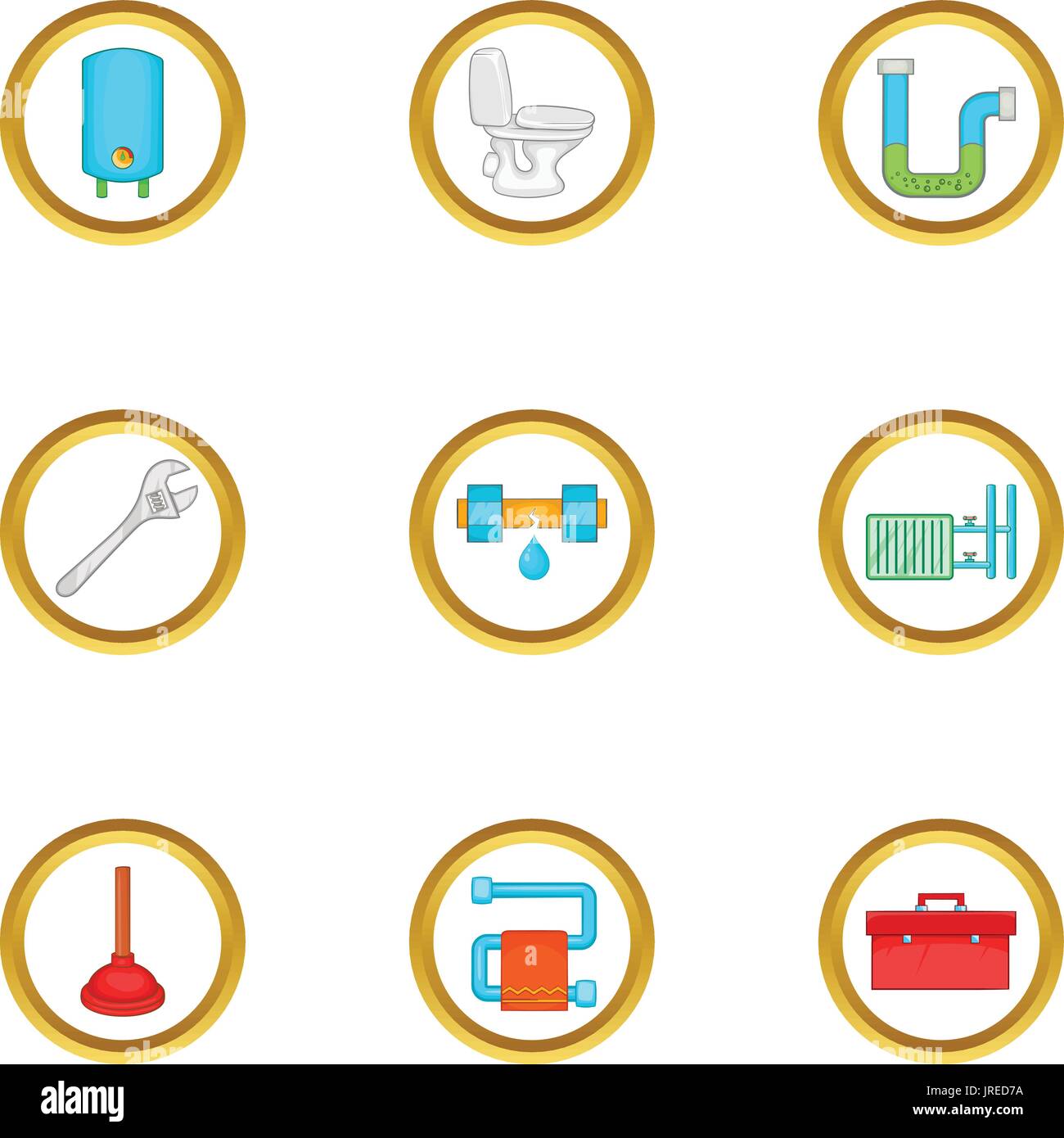 Plumbing problem icons set, cartoon style Stock Vector Image & Art - Alamy