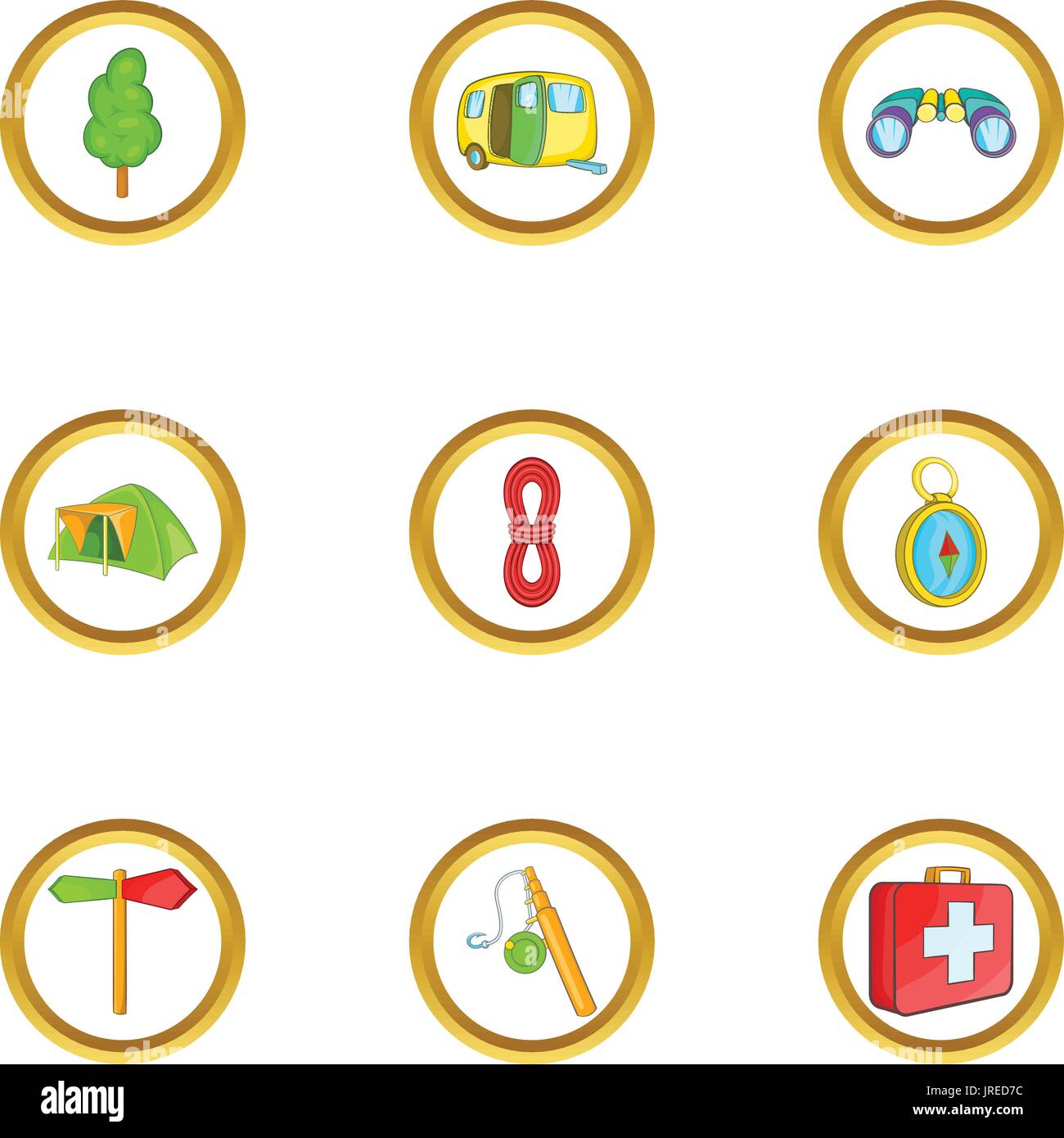 Camping holiday icons set, cartoon style Stock Vector Image & Art - Alamy