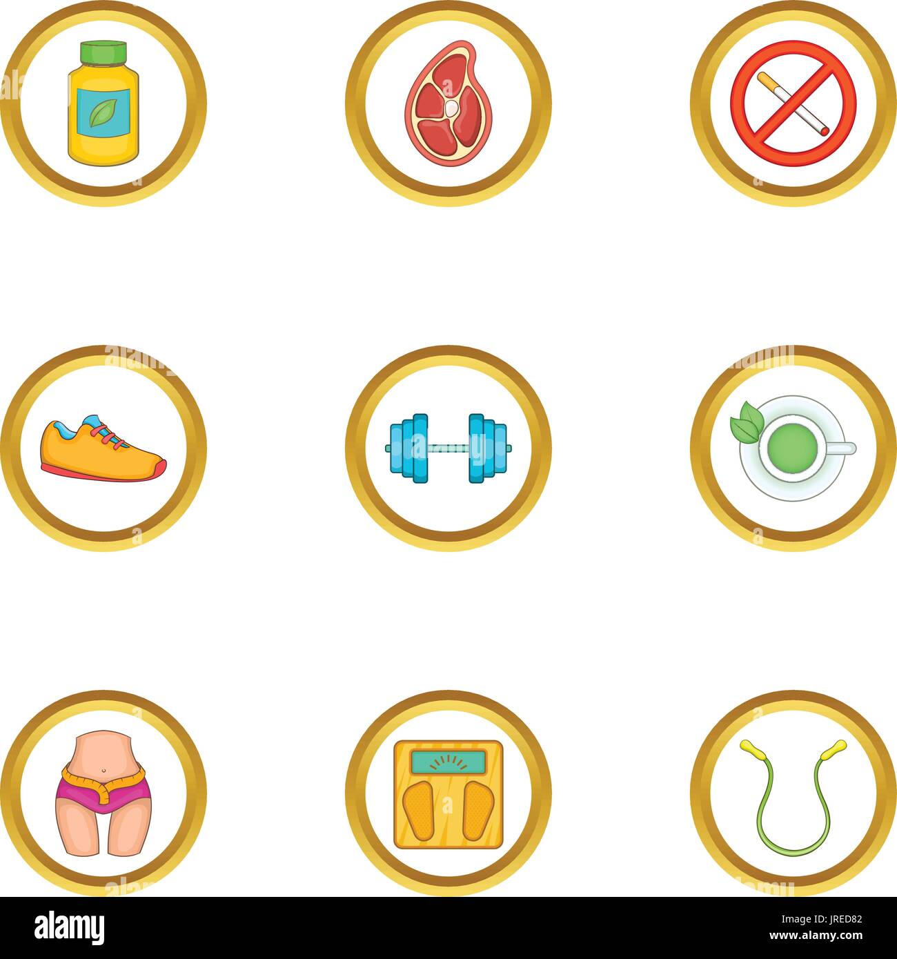 Gym icons set, cartoon style Stock Vector Image & Art - Alamy