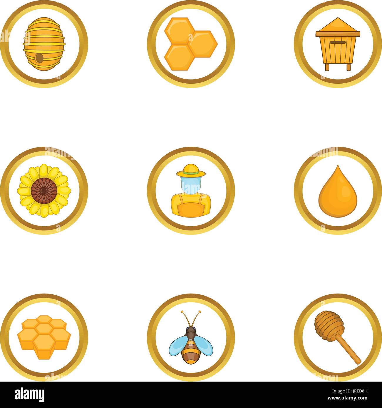 Beekeeping farm icons set cartoon hi-res stock photography and images - Alamy