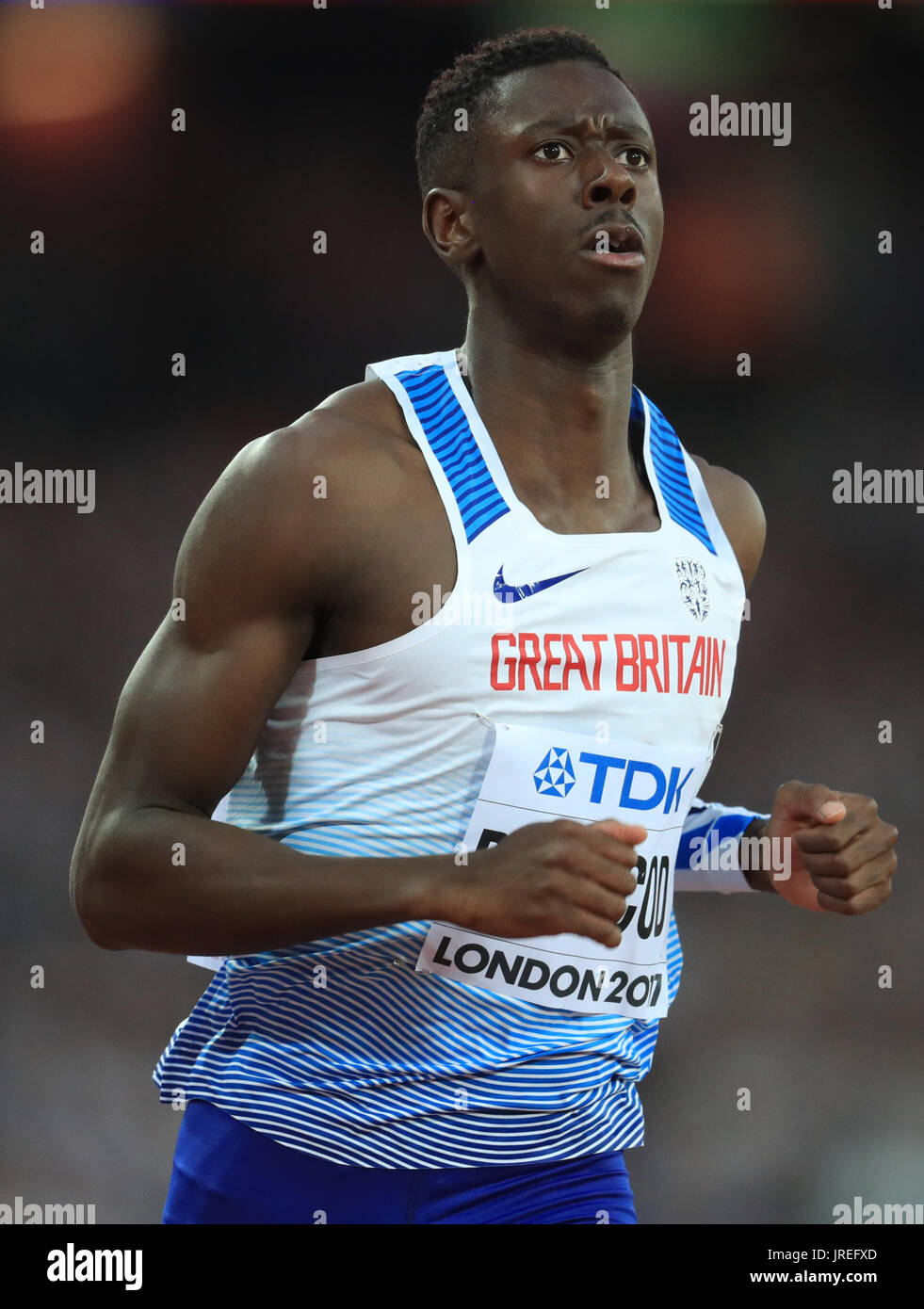 Great Britain's Reece Pressed in the 100m Men's Heat three during day ...