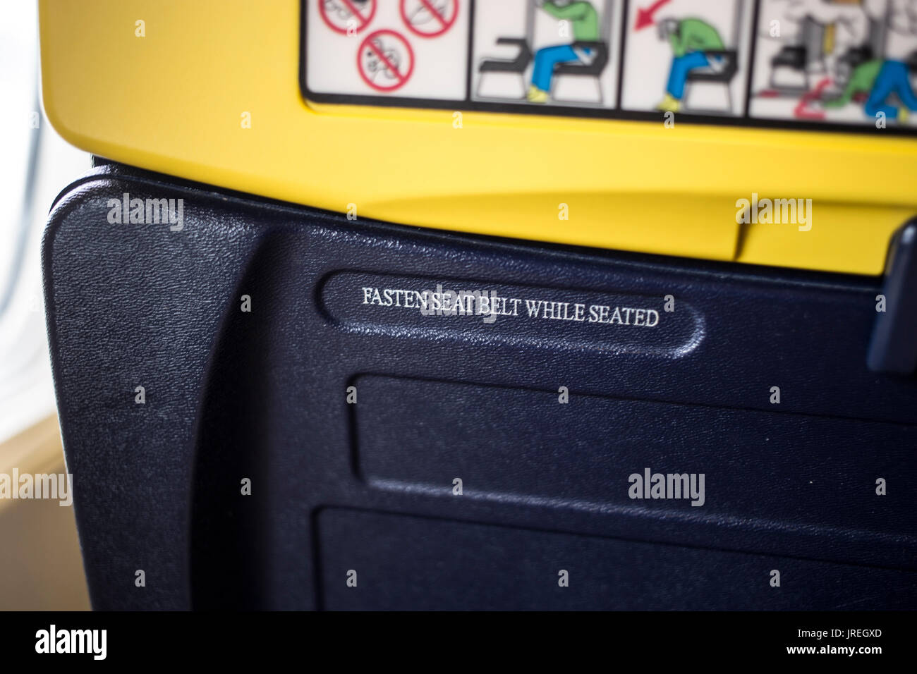 Back of a Ryanair aeroplane seat Stock Photo - Alamy