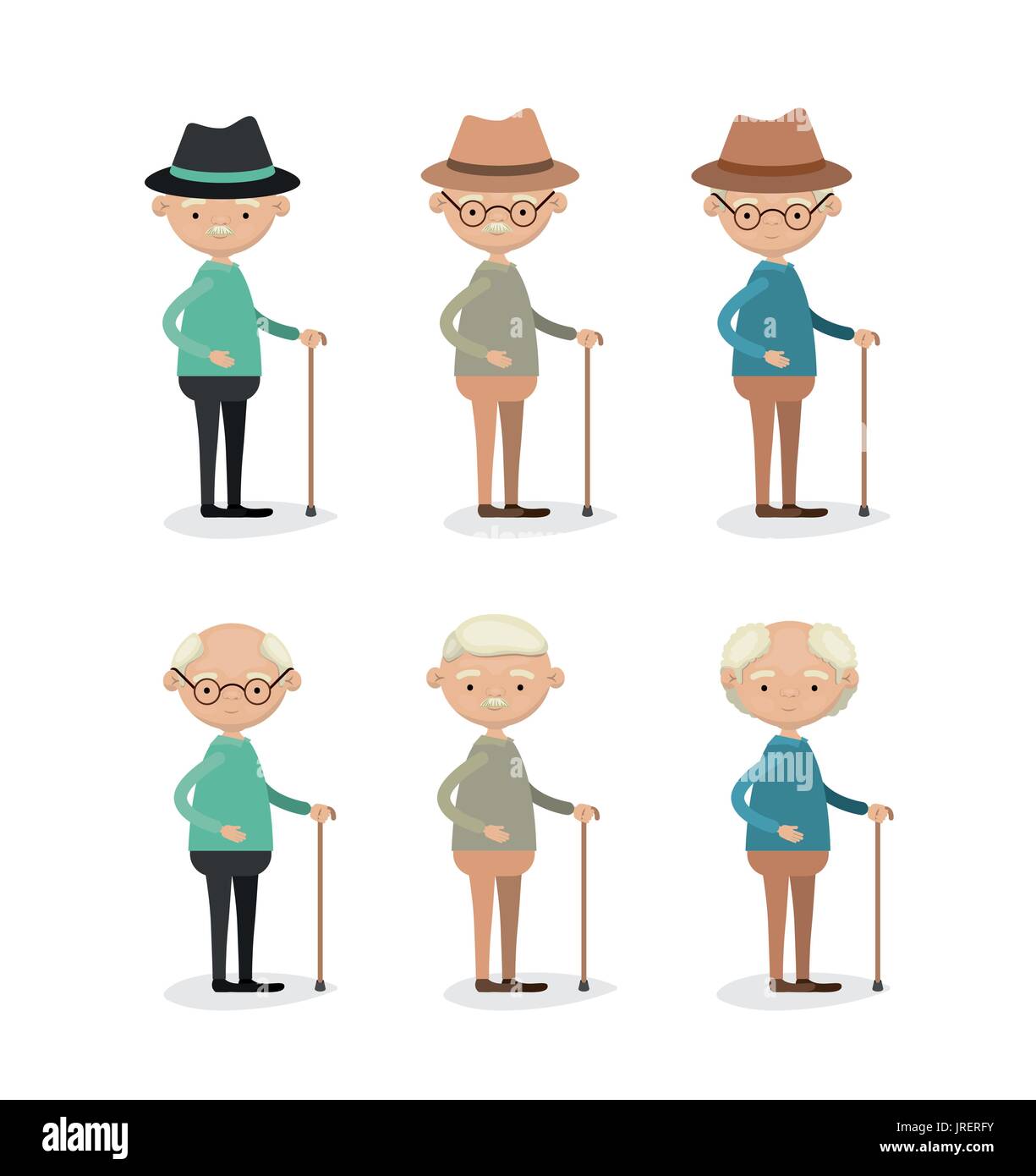 white background set full body standing of grandfather Stock Vector ...