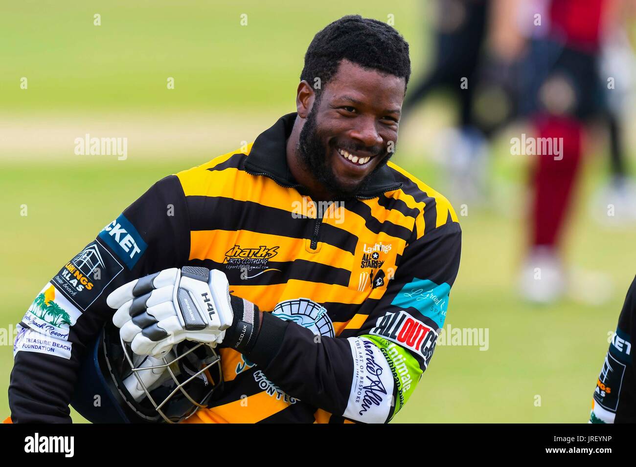 Easton, Portland, Dorset, UK. 4th August 2017. West Indies Kirk Edwards ...