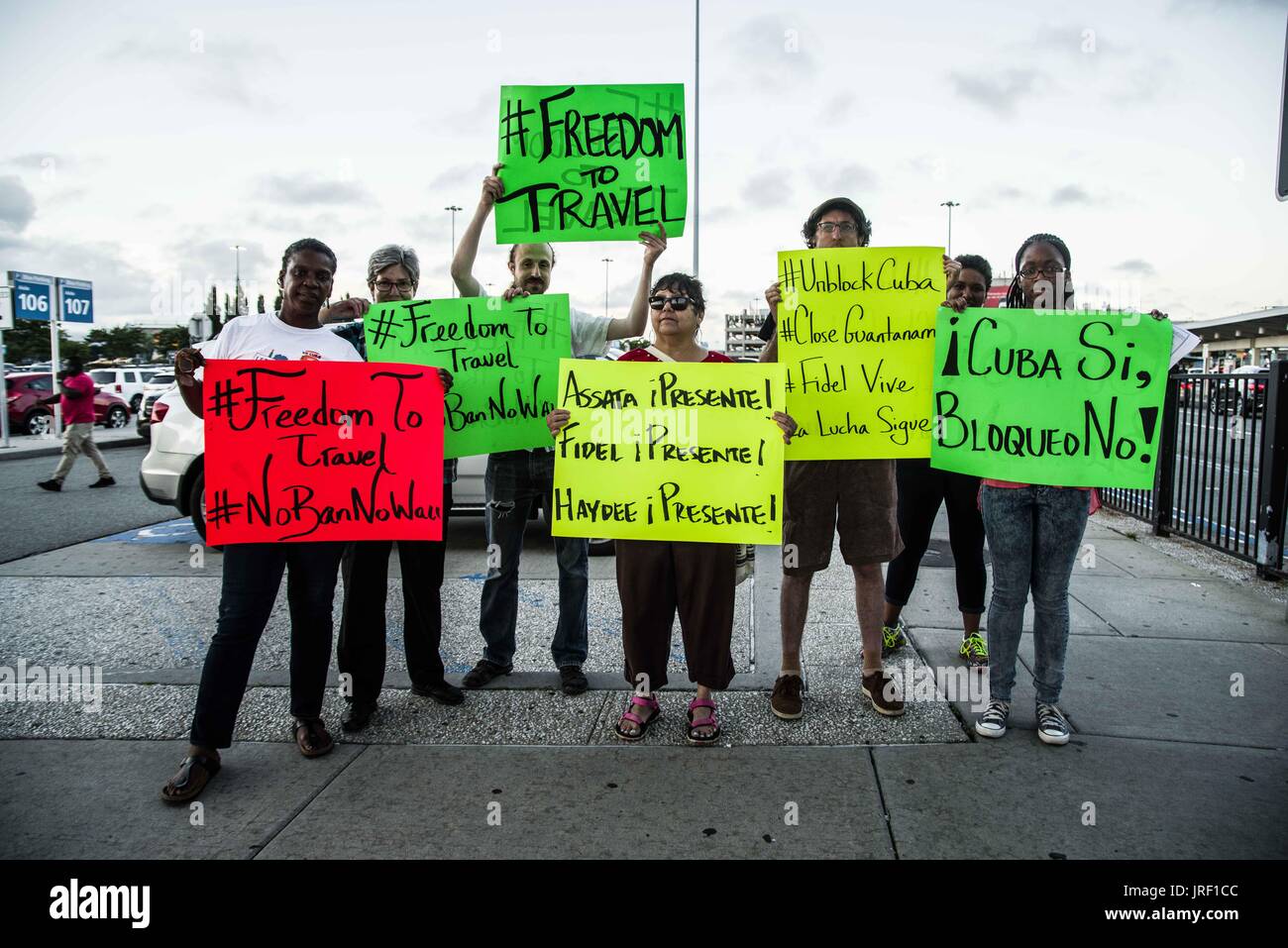 New York City, New York, USA. 4th Aug, 2017. A pro-Cuba group called ...