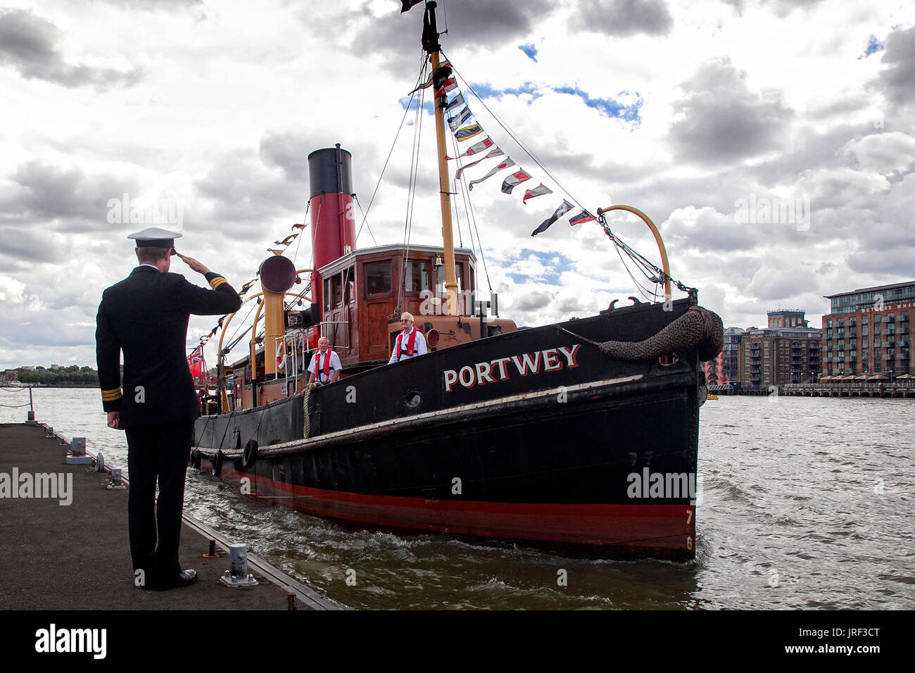 London, UK. 04th Aug, 2017. Historic steam Tug Portway (1927) visited ...