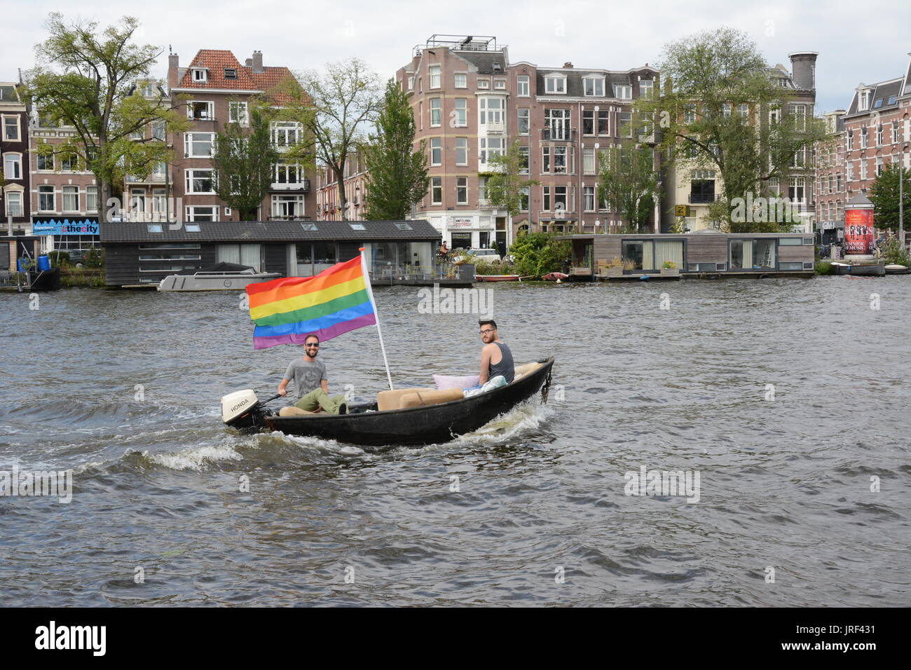 Amsterdam, The Netherlands . 5th August 2017. Two men flying the ...